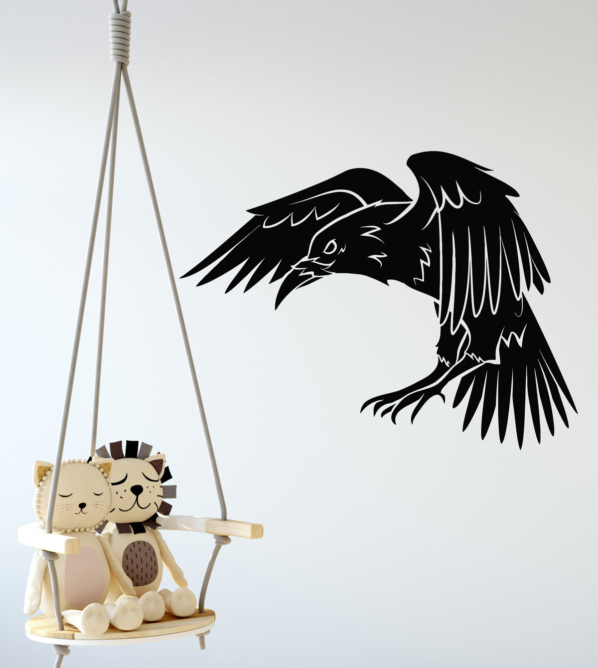Vinyl Wall Decal Black Raven Bird Gothic Style Bedroom Crow Stickers M ...