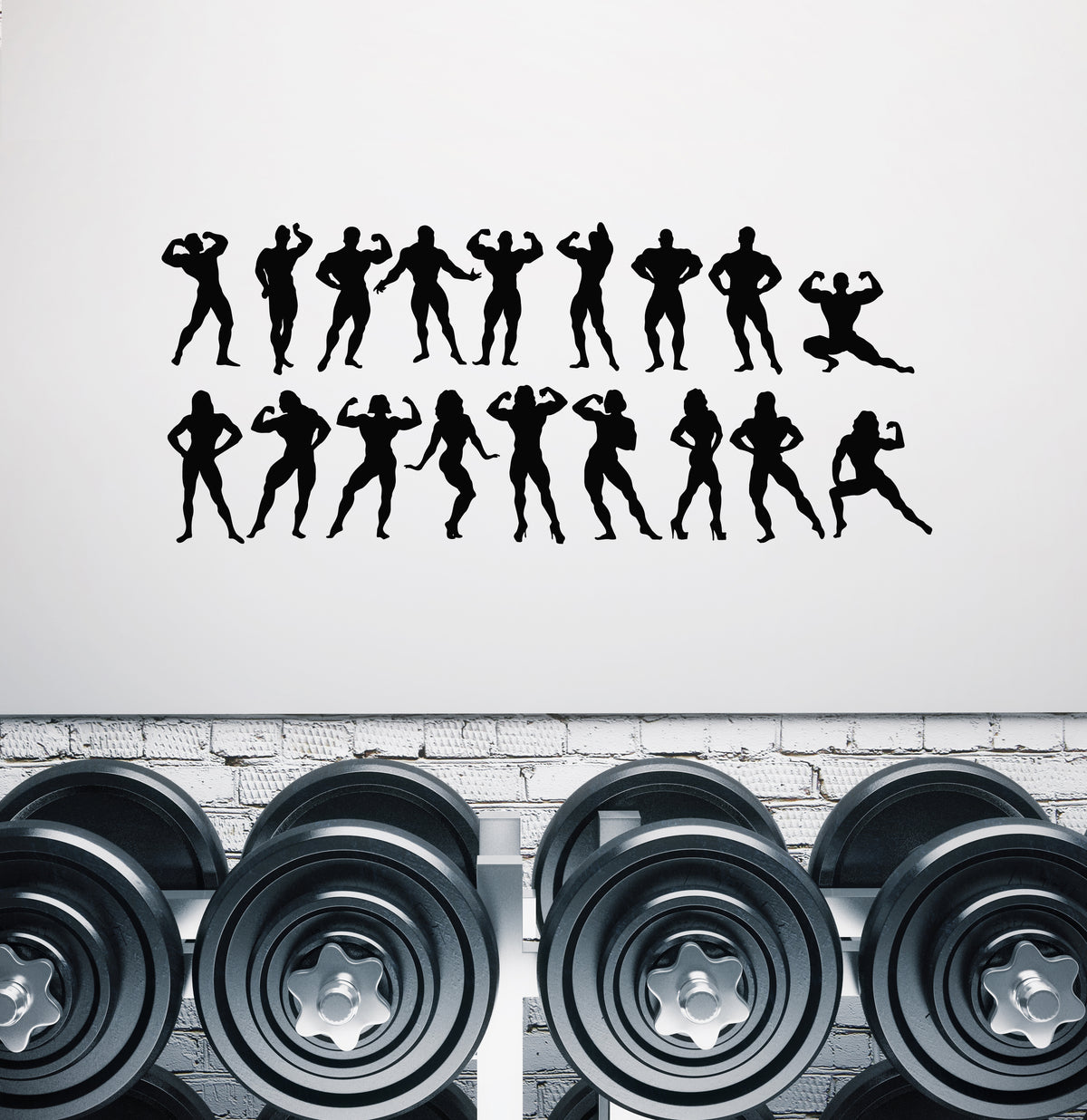 Vinyl Wall Decal Bodybuilder Posing Muscle Man Woman Arms Stickers Mur ...