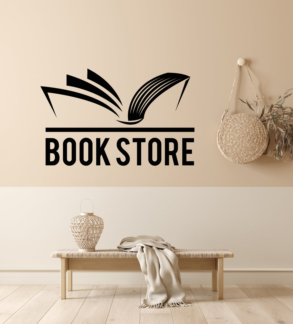 Vinyl Wall Decal Open Book Reading Stories Library Bookworm Stickers M ...