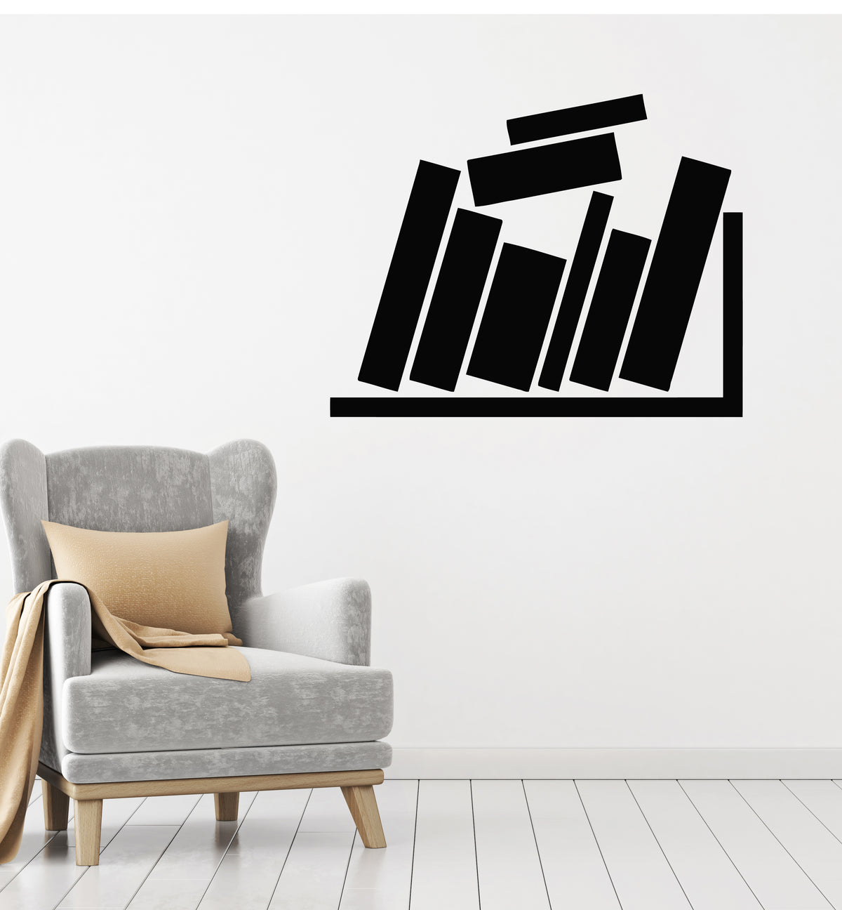 Vinyl Wall Decal Bookshelf Books Reading Bookstore Home Interior Stick ...