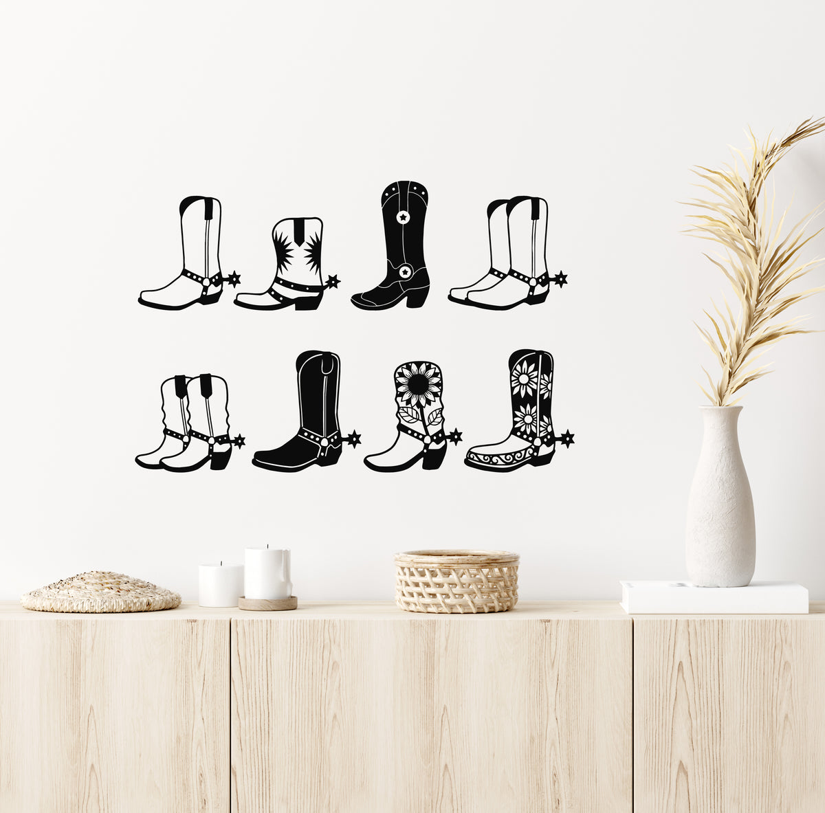 Vinyl Wall Decal Cowboy Cowgirl Boots Heels Shoe Shop Stickers Mural ...