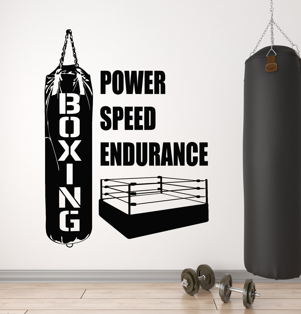 Vinyl Wall Decal Power Speed Endurance Boxing Sport Club Stickers Mura ...