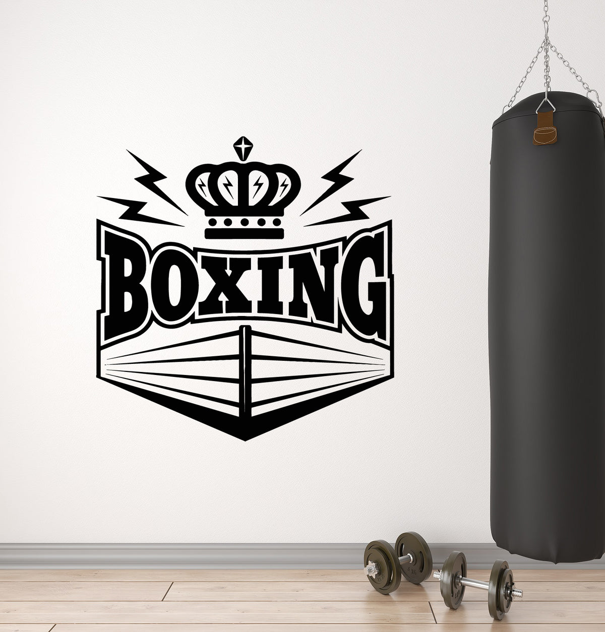 Vinyl Wall Decal Boxing Sports Fighting Man Decor Gym Crown Stickers M ...