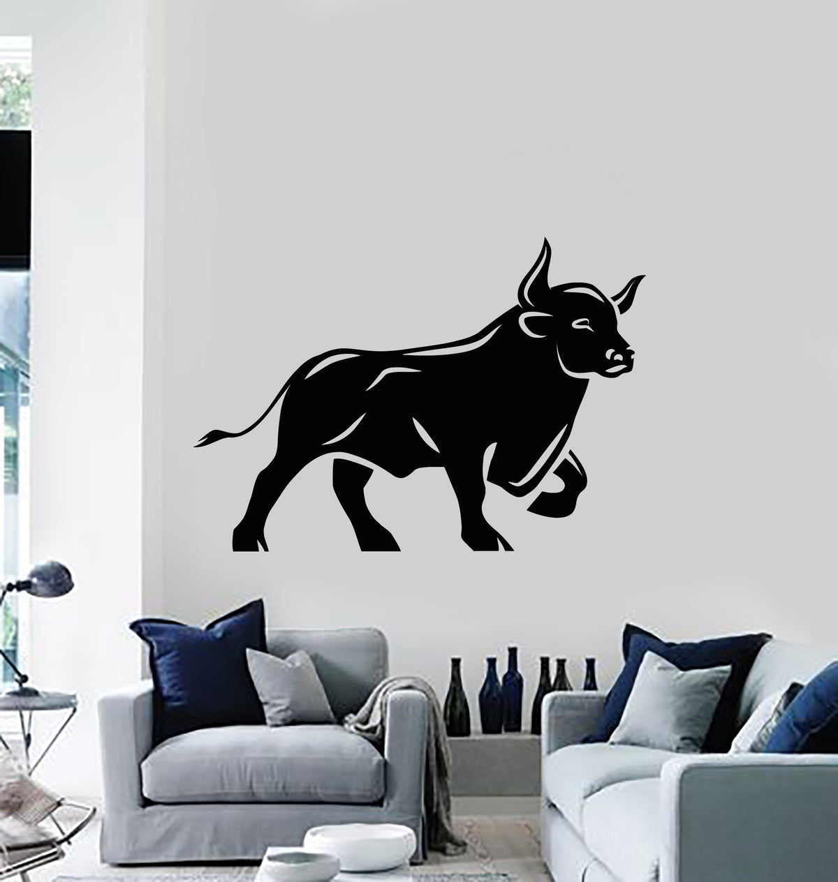 Vinyl Wall Decal Bull Horns Butcher Shop Beef Meat Decor Stickers Mura ...