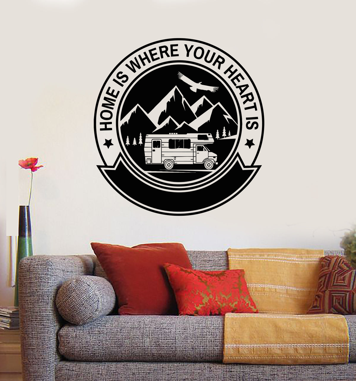 Vinyl Wall Decal Camping Words Nature Mountains Bus Truck Camp Sticker ...