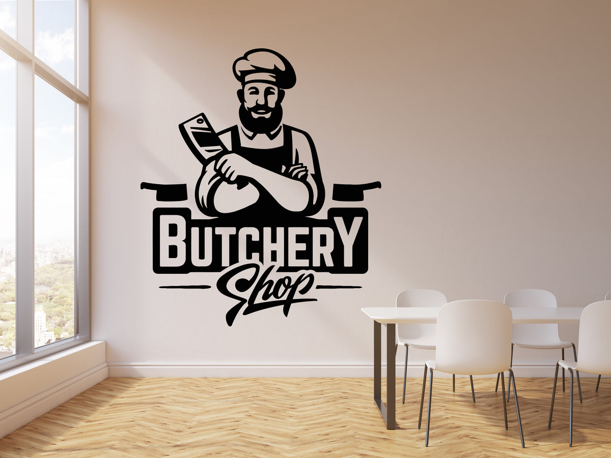 Vinyl Wall Decal Beef Meat Butchery Shop Knife Kitchen Art Stickers Mu ...
