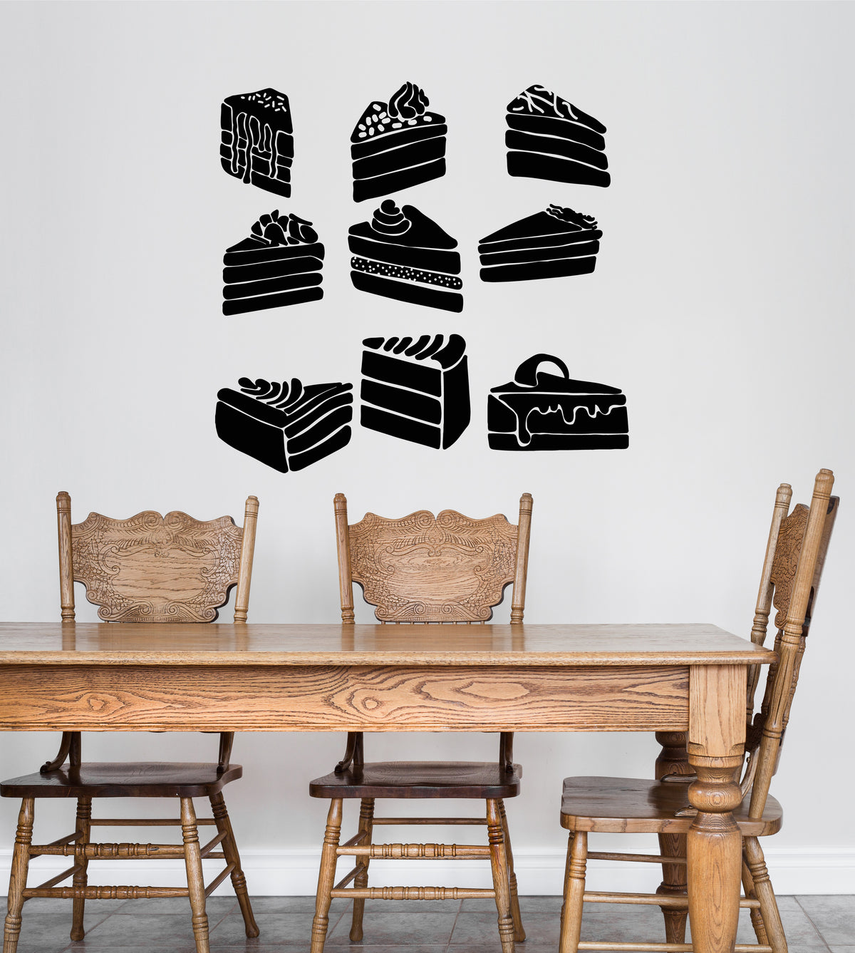 Vinyl Wall Decal Set Shaped Cake Pieces Cheesecakes Confectionery Stic ...