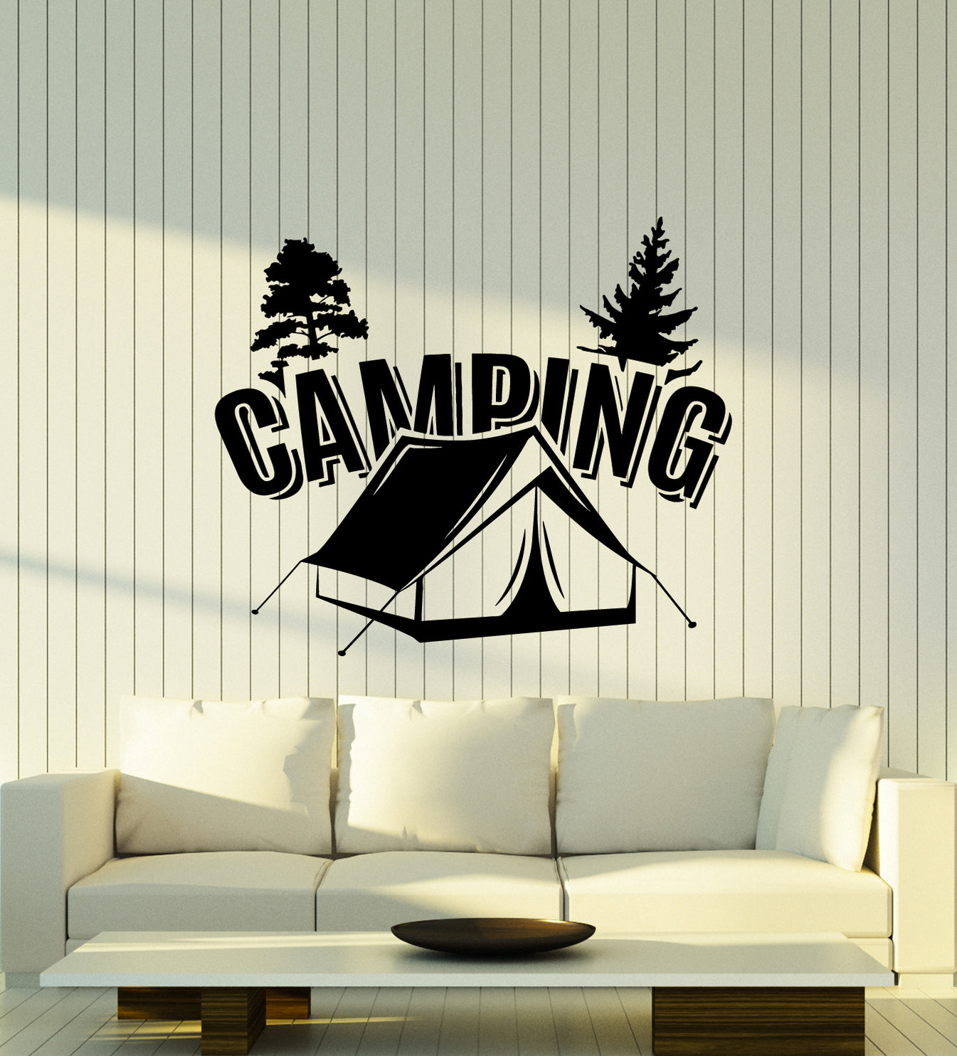 Vinyl Wall Decal Camping Tent Camp Trees Nature Room Art Stickers Mura ...