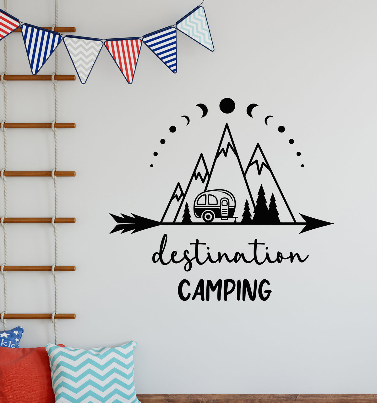 Vinyl Wall Decal Destination Camping Tourism Hobby Travel Stickers Mur ...