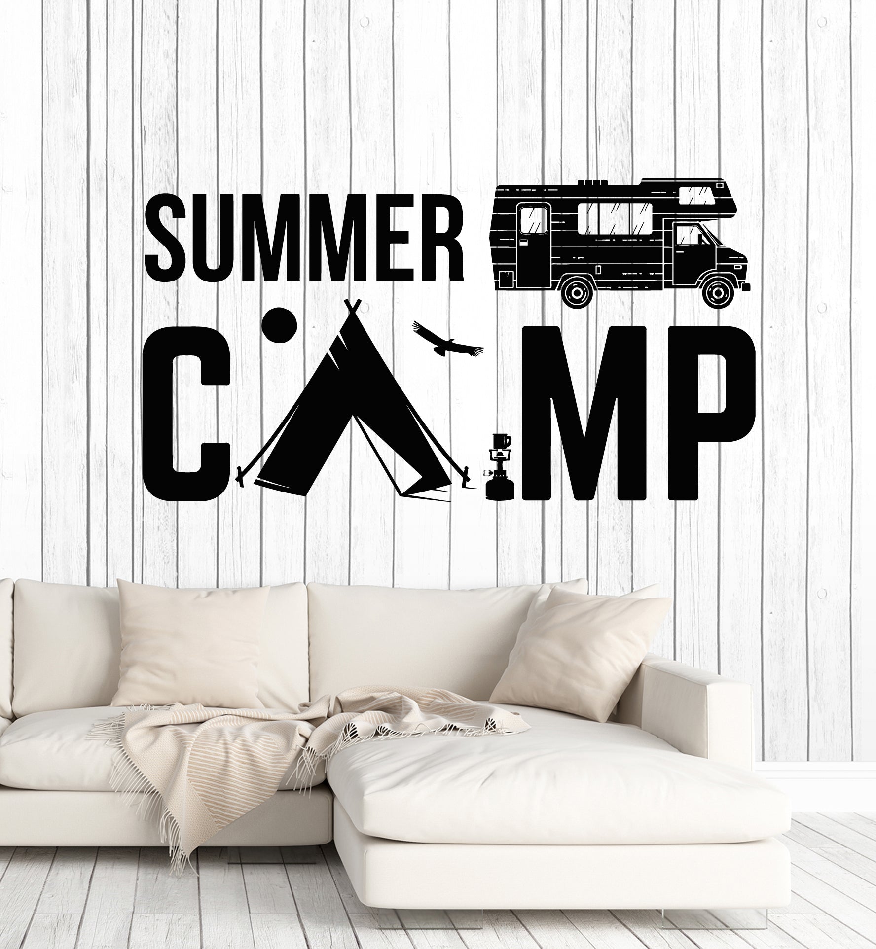 Vinyl Wall Decal Campfire Adventure Summer Camp Wild Stickers Mural (g ...