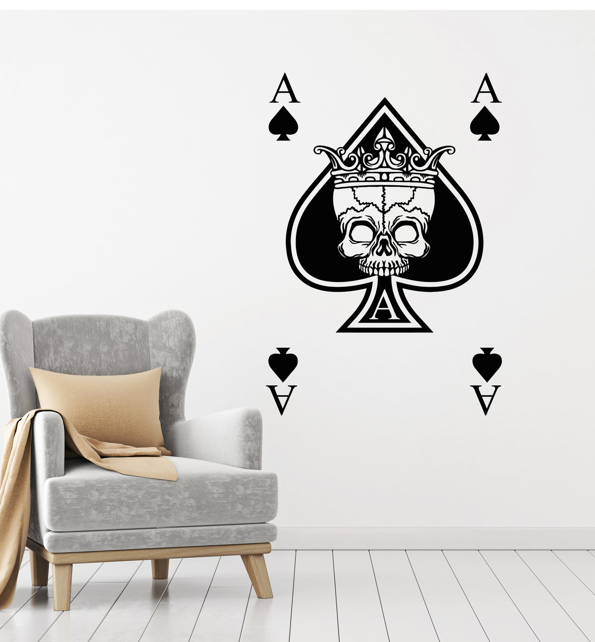 Vinyl Wall Decal Ace Poker Playing Cards Gambler Skull King Stickers M ...