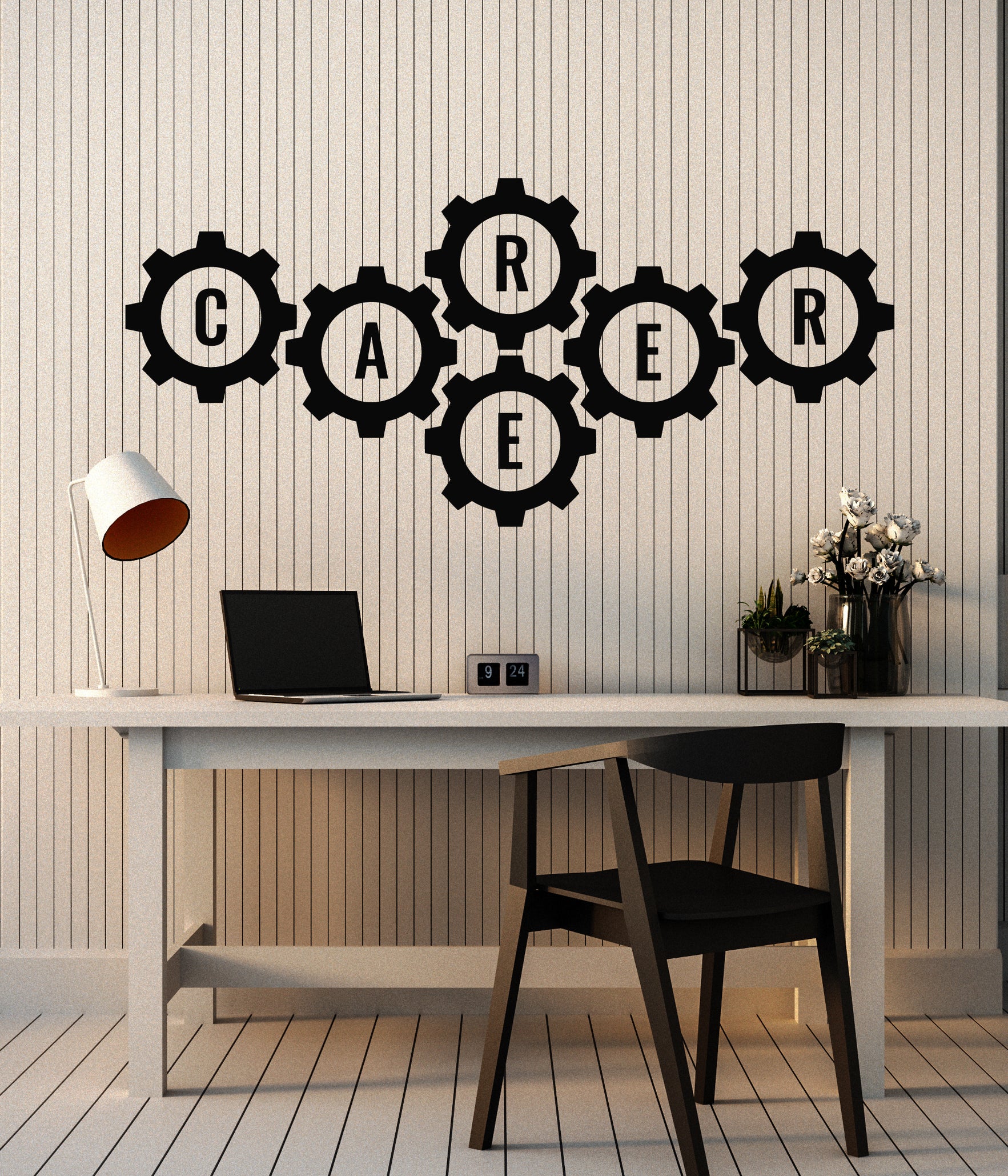 Vinyl Wall Decal Teamwork Gears Work Office Decor Career Stickers Mura ...