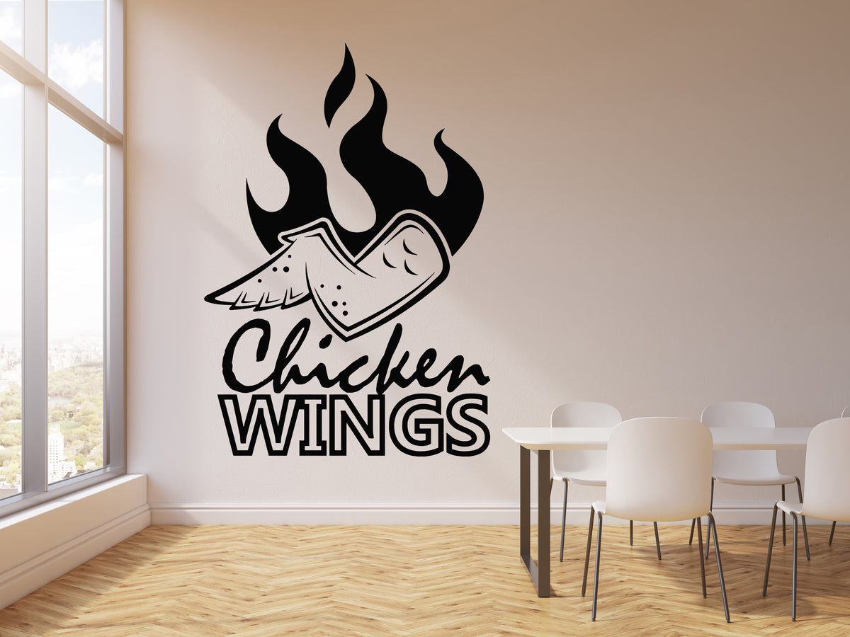 Vinyl Wall Decal Lettering Chicken Wings Grill BBQ Cafe Menu Stickers ...