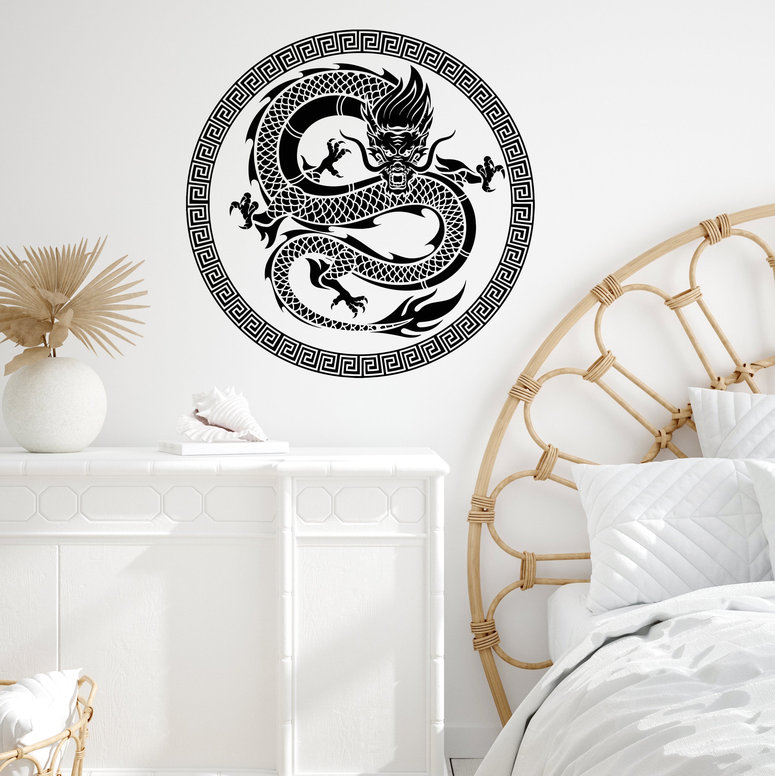 Vinyl Wall Decal Chinese Art Dragon Ornament Asian Style Stickers Uniq ...