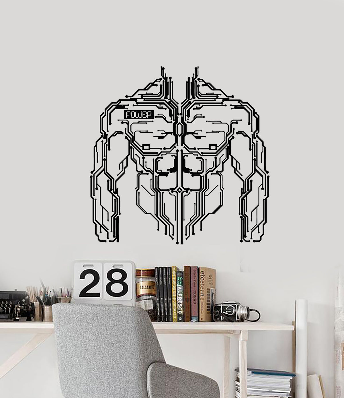 Vinyl Wall Decal Cyborg Geek Chip Power Muscle Smart Engineer Stickers ...