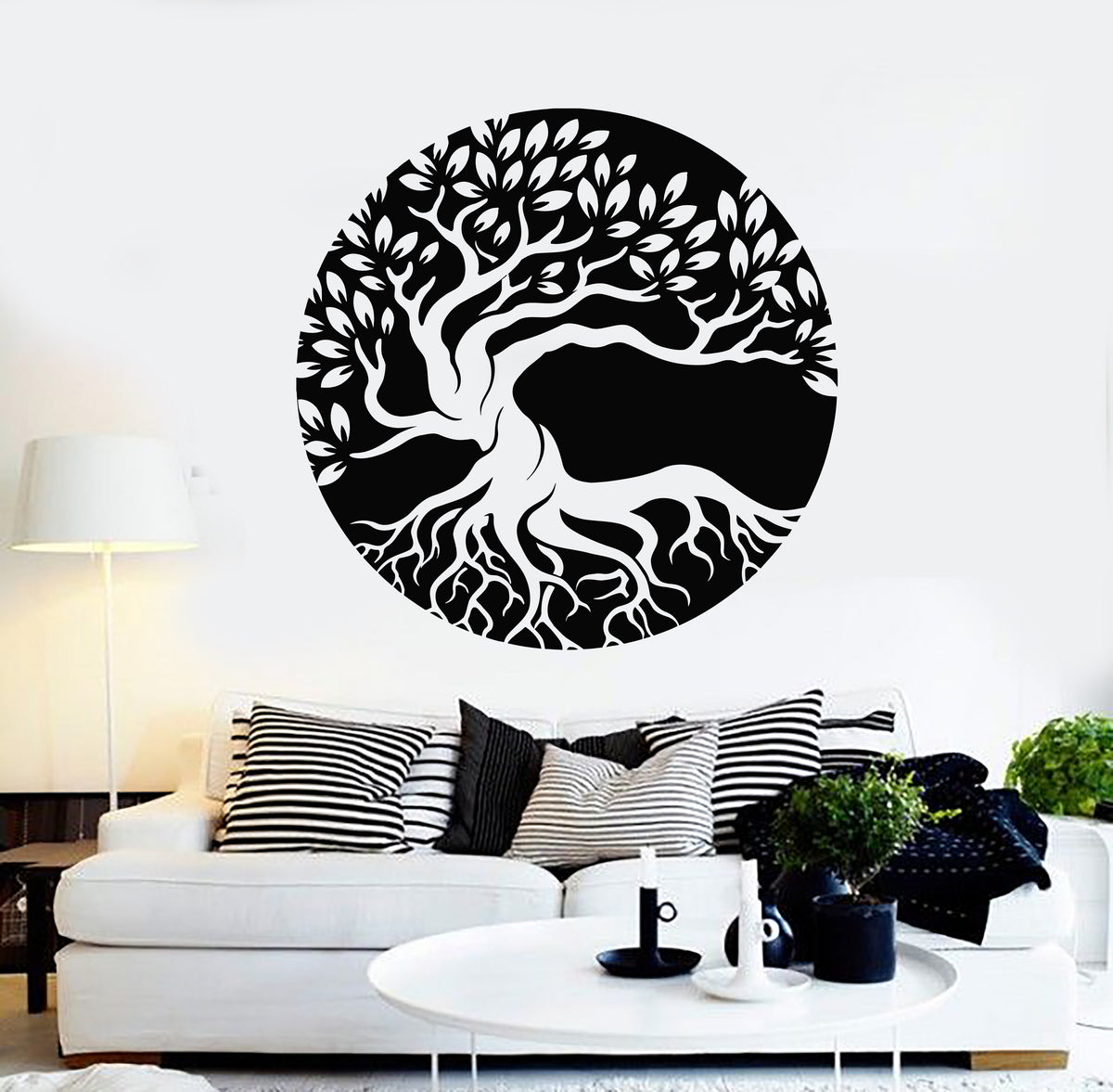 Vinyl Wall Decal Beauty Circle Tree Life Roots Leaves Ornament Symbol ...