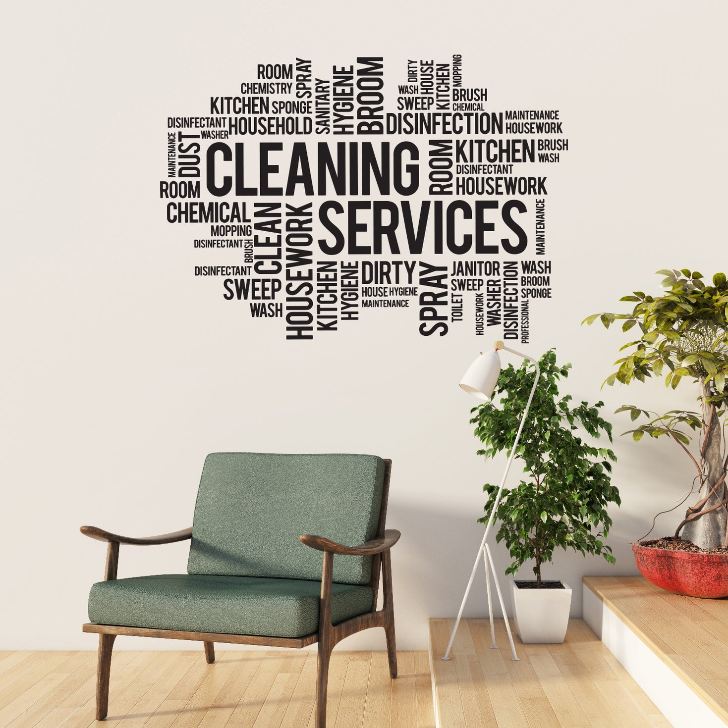 Vinyl Wall Decal Cleaning Service Words Cloud Stickers Mural (ig6459 ...