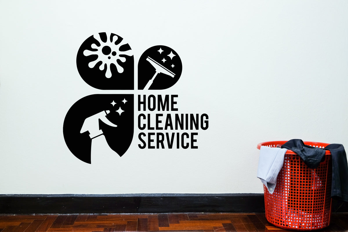 Vinyl Wall Decal Home Cleaning Service Laundry Room Washing Stickers M ...