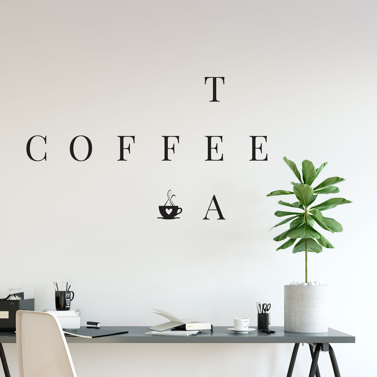 Vinyl Wall Decal Coffee Tea Cup Words Break Room Office Space Stickers ...