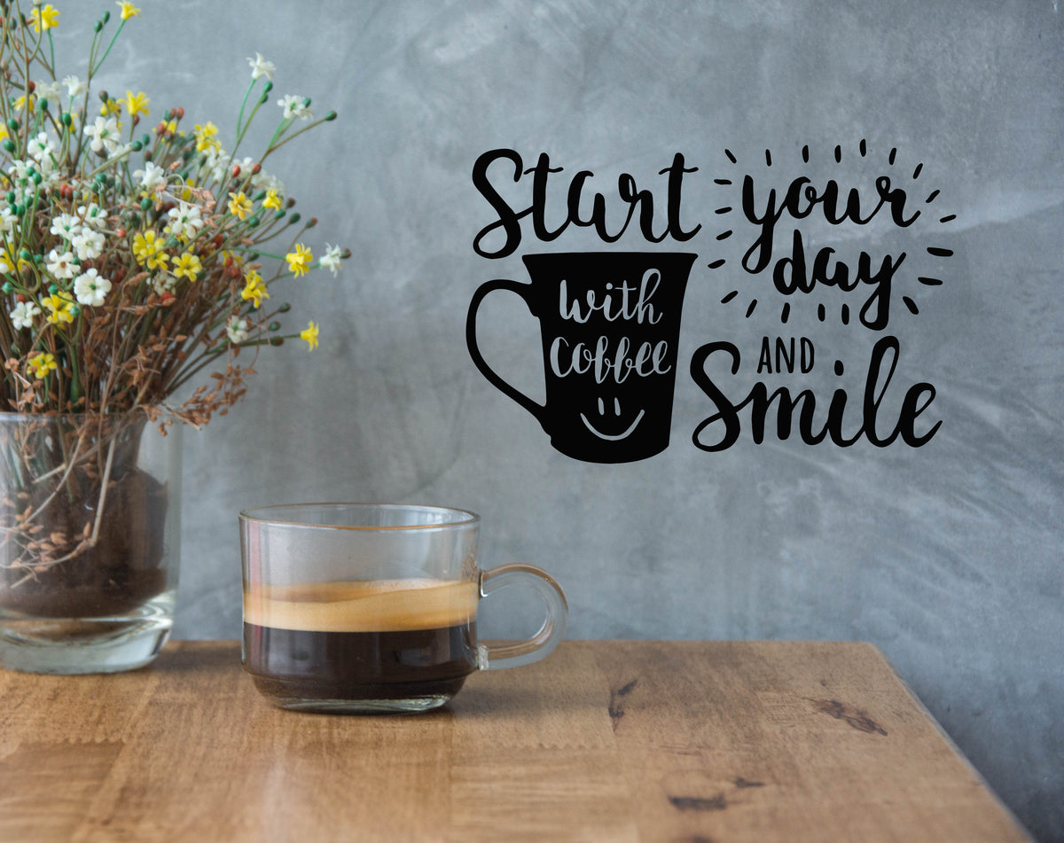 Vinyl Wall Decal Funny Cafe Quote Mug Coffee Time Lettering Stickers M ...
