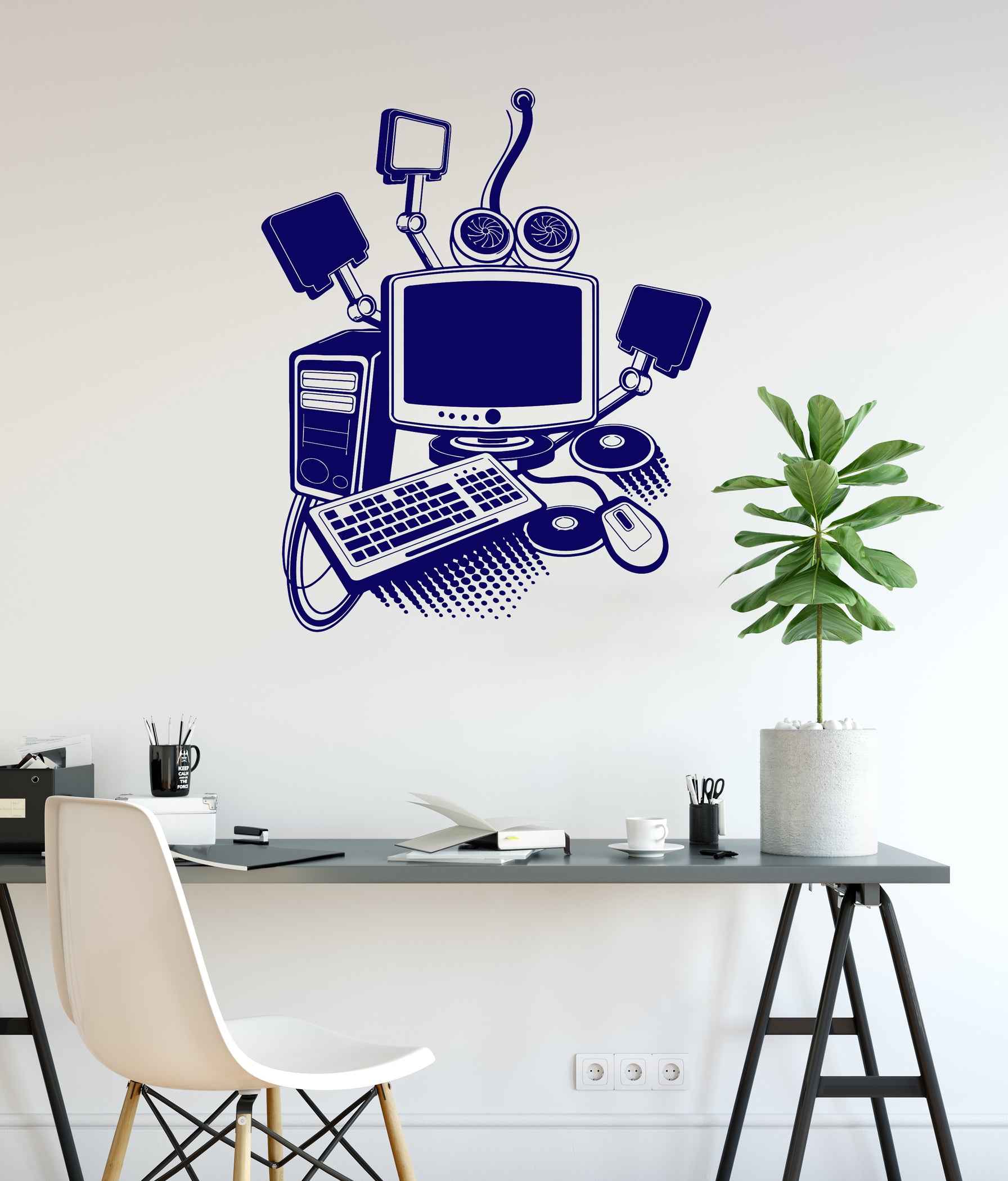 Vinyl Wall Decal Computer Art Gamer Play Room PC Kids Mural Stickers U ...