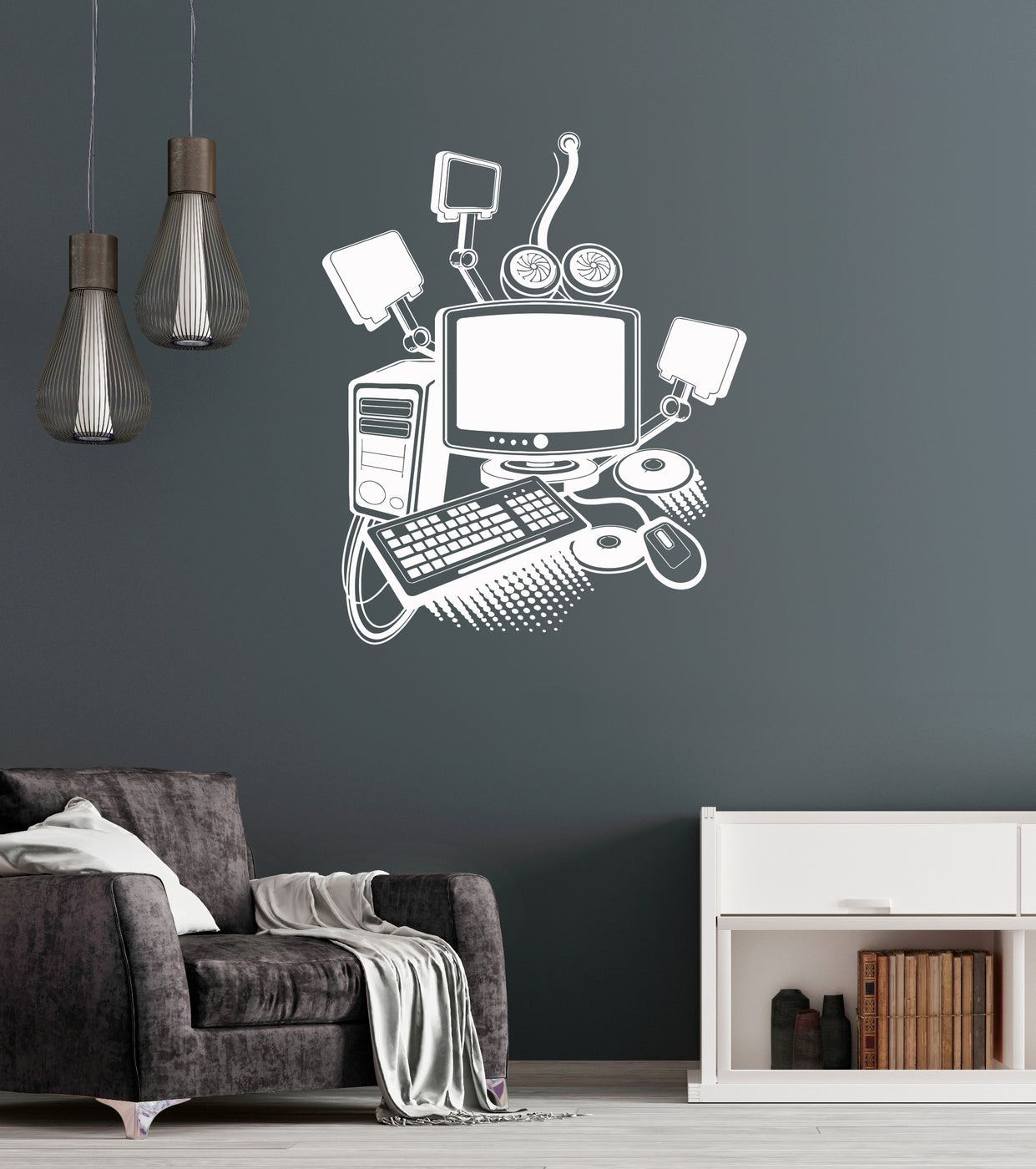 Vinyl Wall Decal Computer Art Gamer Play Room PC Kids Mural Stickers U ...