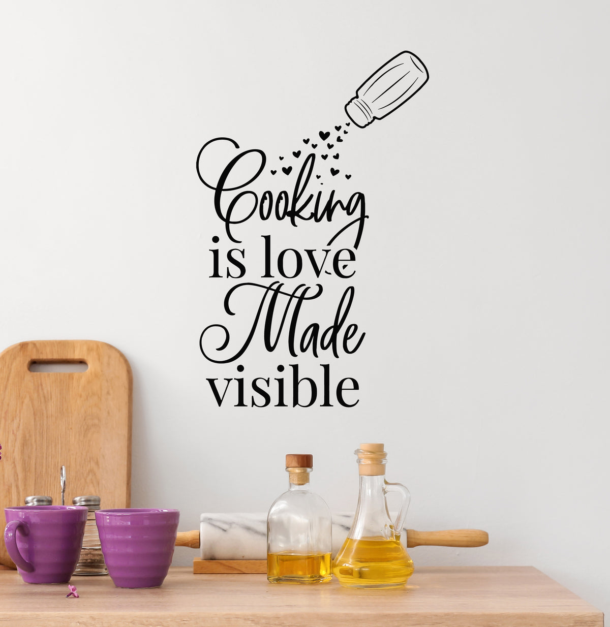 Vinyl Wall Decal Kitchen Words Phrase Cooking Love Made Visible Sticke ...