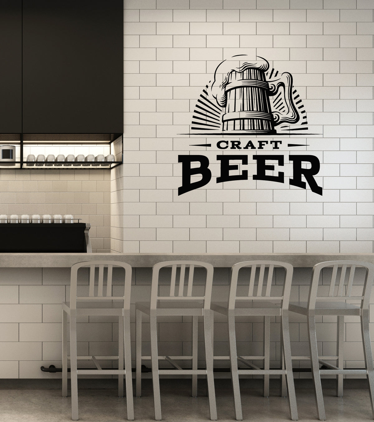 Vinyl Wall Decal Mug of Beer Craft Pub Bar Brewery Brewhouse Decoratio ...