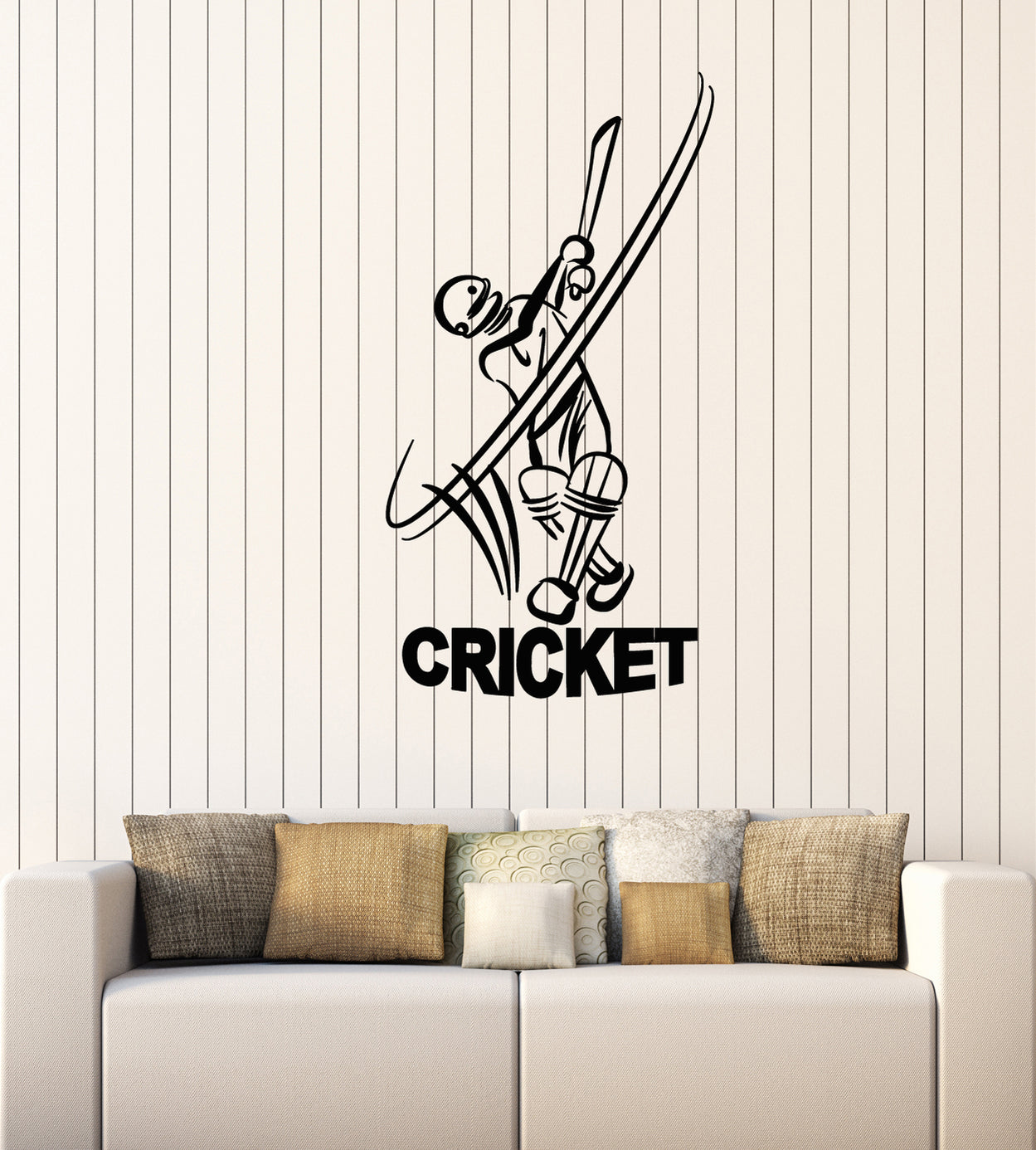 Vinyl Wall Decal Cricket Bat Game Player Sport Teams Room Interior Sti ...