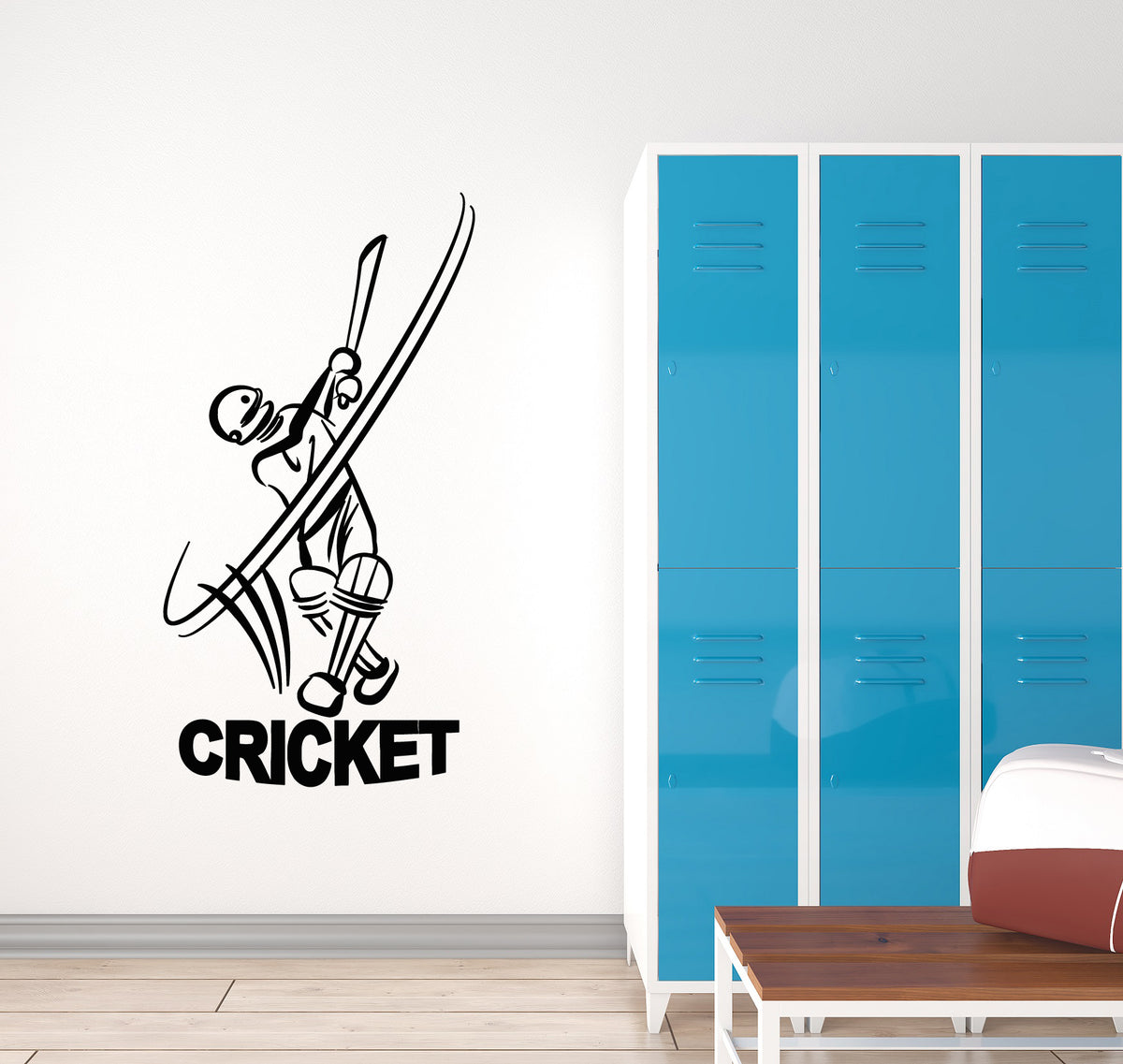 Vinyl Wall Decal Cricket Bat Game Player Sport Teams Room Interior Sti ...