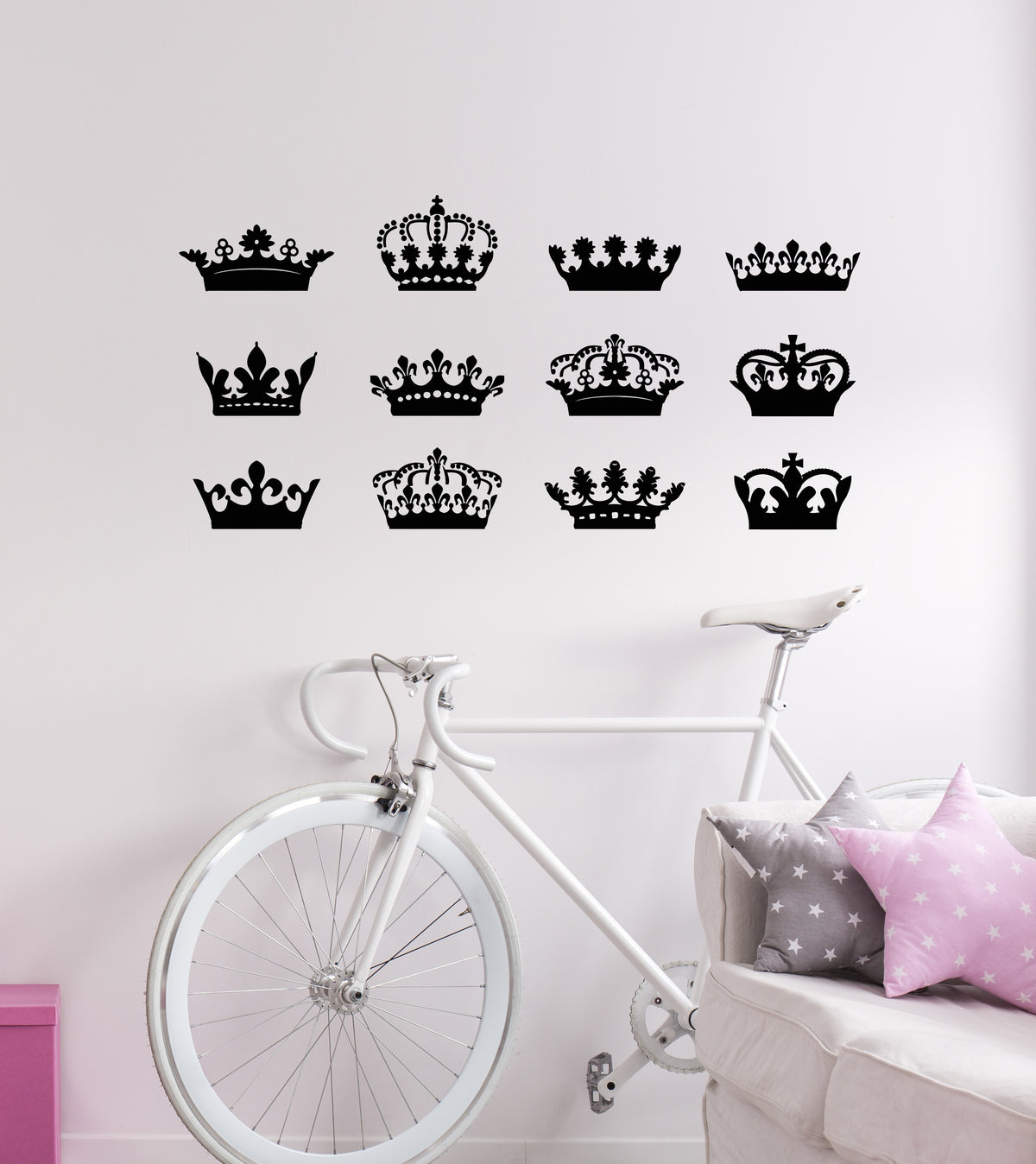 Vinyl Wall Decal Crowns Collection King Queen Sign Kingdom Decor Stick ...