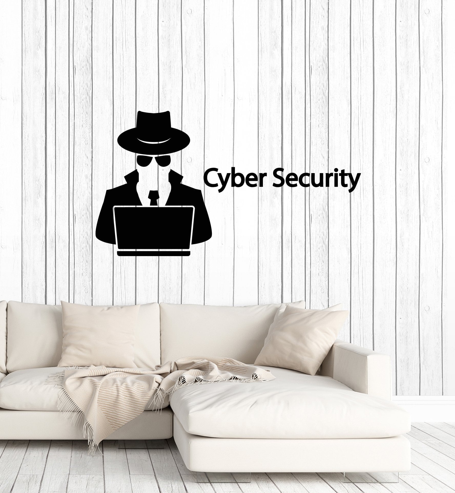 Vinyl Wall Decal Cyber Security Hacker Spy Agent Laptop Decor Art Stic ...