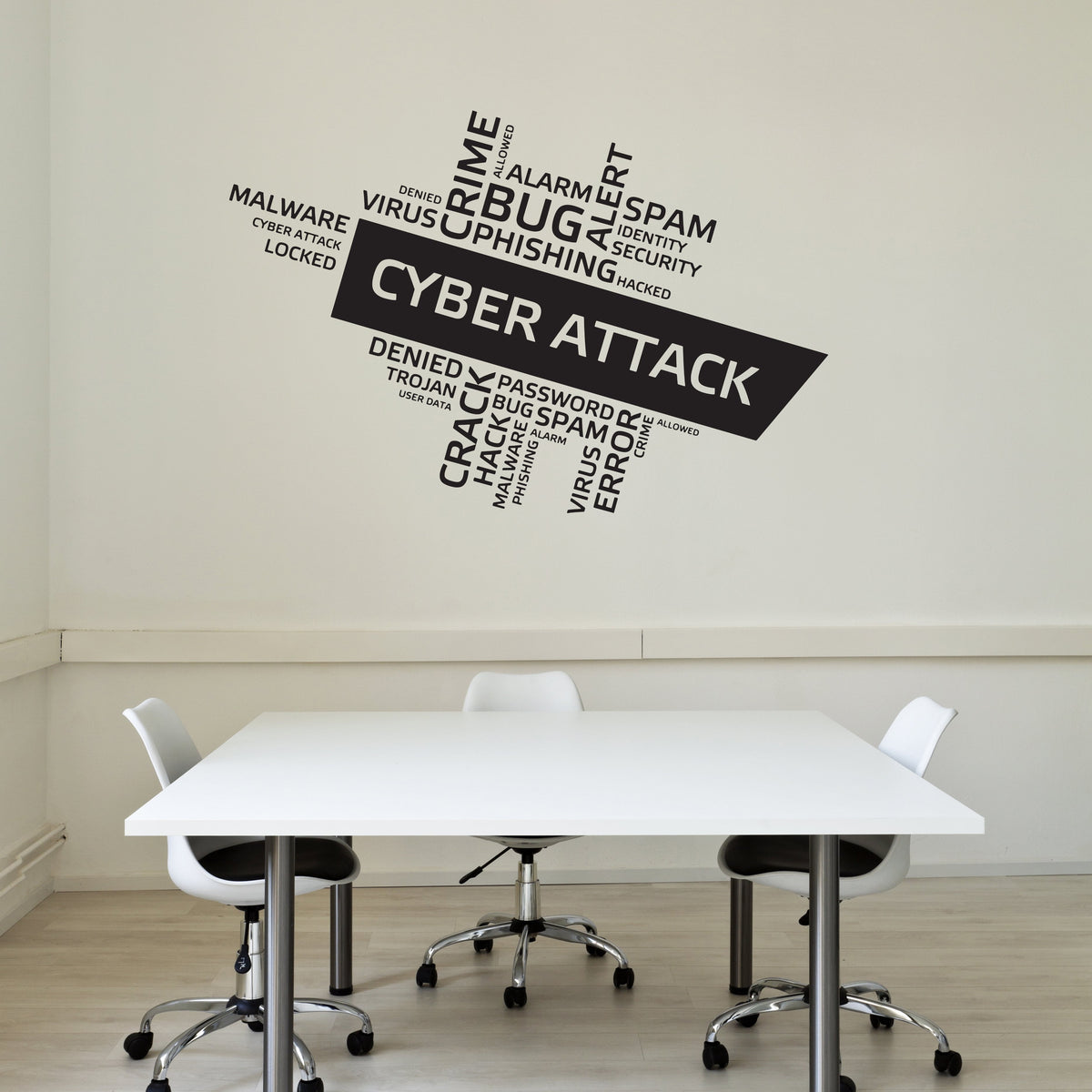 Vinyl Wall Decal Cyber Security Attack Hacker Words Cloud Interior Sti ...
