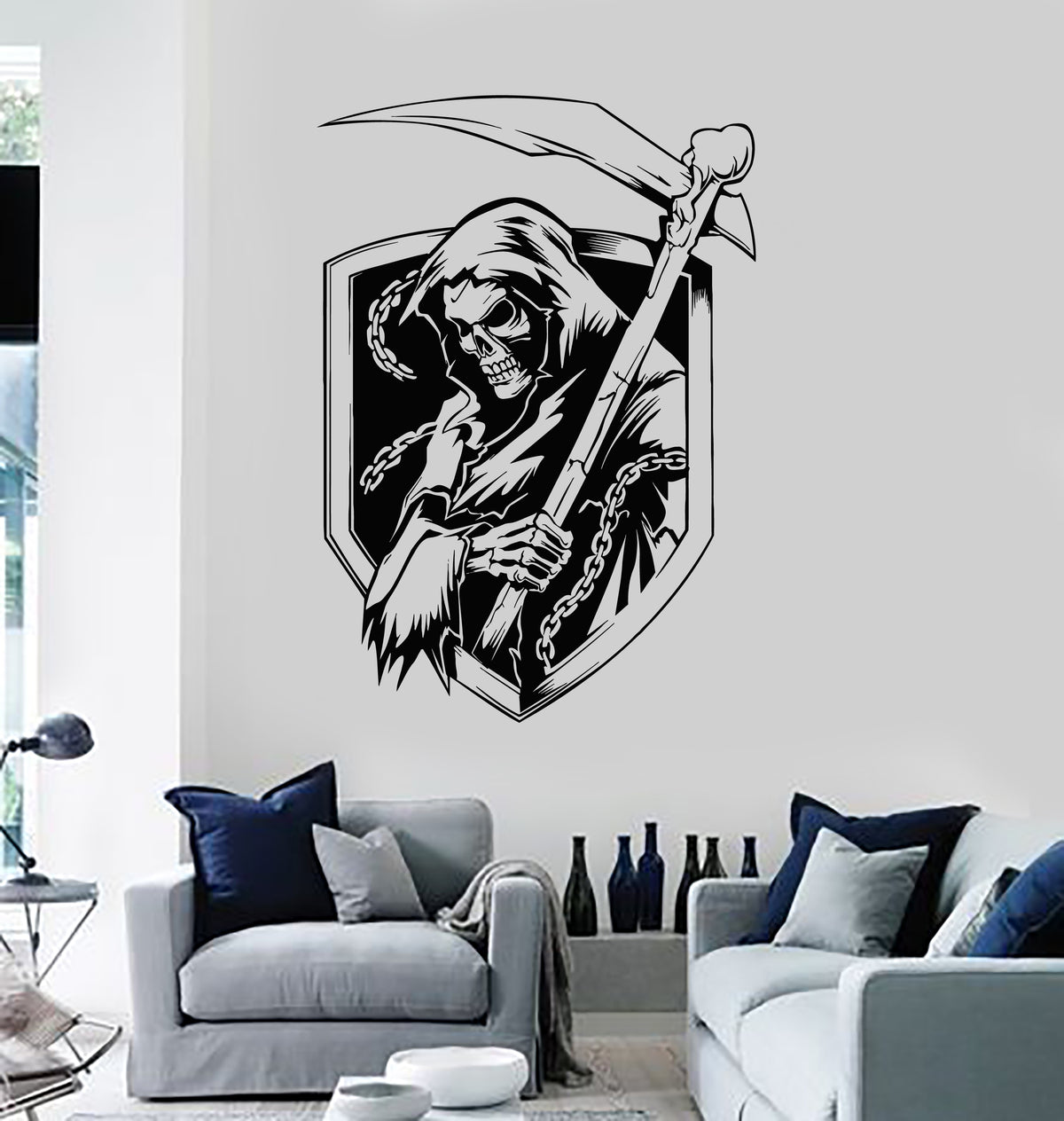 Vinyl Wall Decal Tattoo Death Horror Skull Darkness Scythe Stickers Mu ...