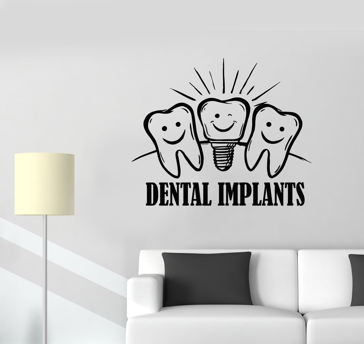 Vinyl Wall Decal Stomatology Dental Implant Cartoon Tooth Stickers Mur ...