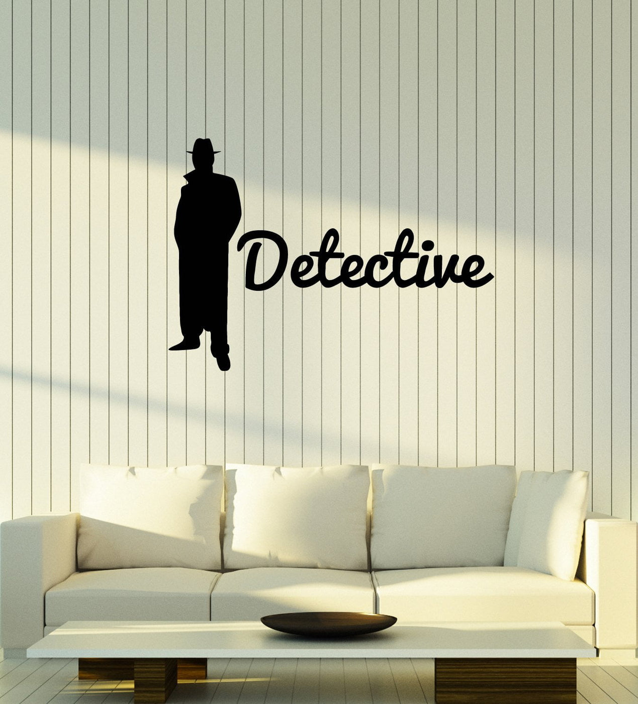 Vinyl Wall Decal Detective Agency Silhouette Man Agent Spy Stickers Mu ...