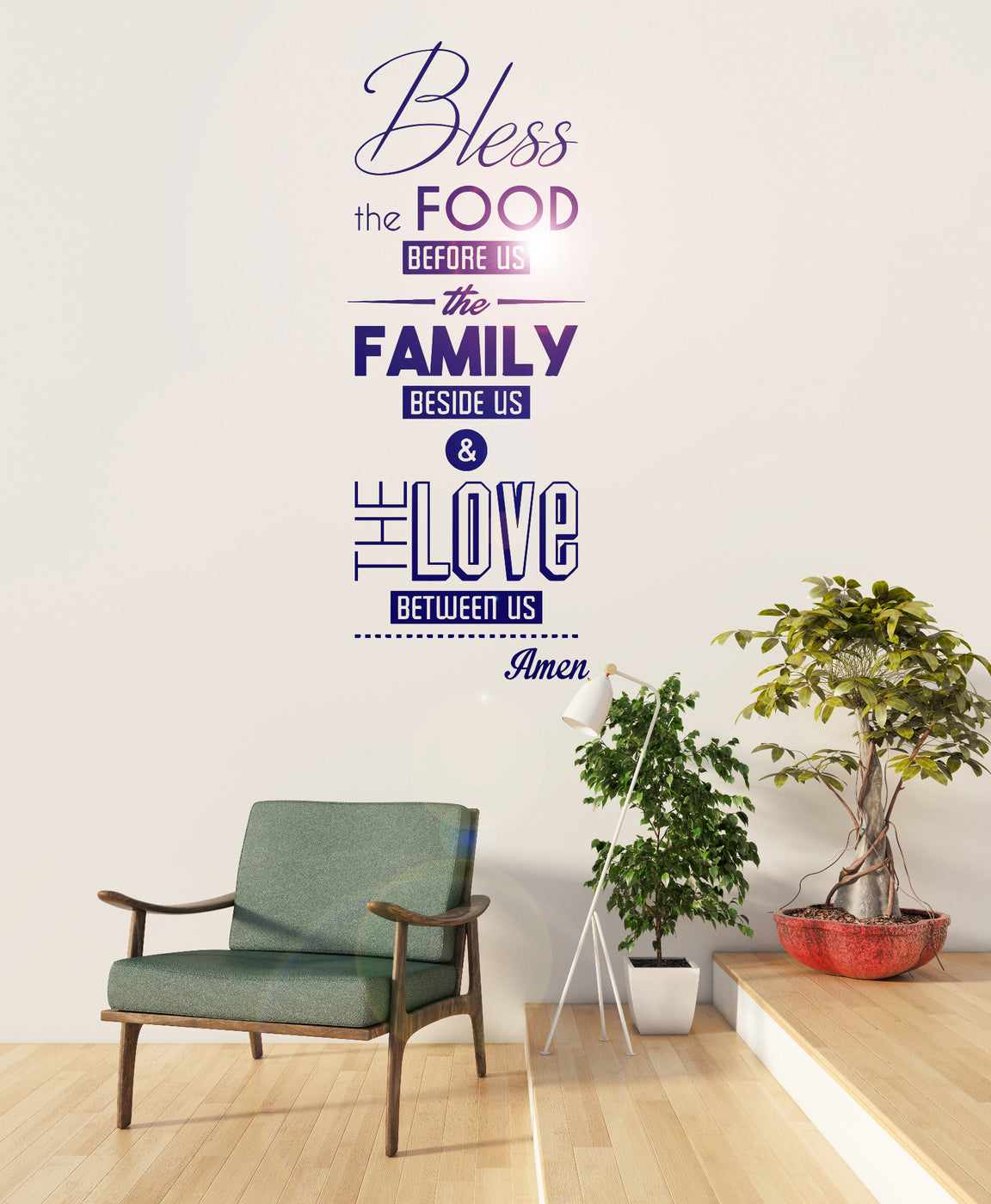 Vinyl Wall Decal Bless the Food Quote Dining Room Decor for Canteen Ki ...