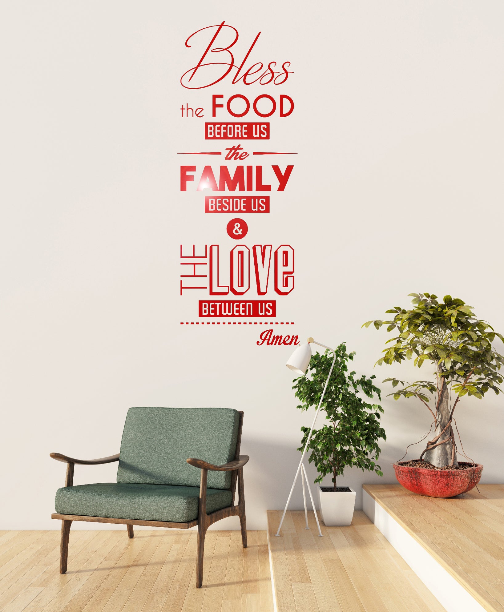 Vinyl Wall Decal Bless the Food Quote Dining Room Decor for Canteen Ki ...