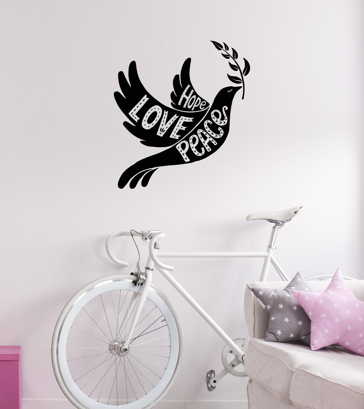 Vinyl Wall Decal Dove with Olive Branch Love Peace Hope Stickers Mural ...