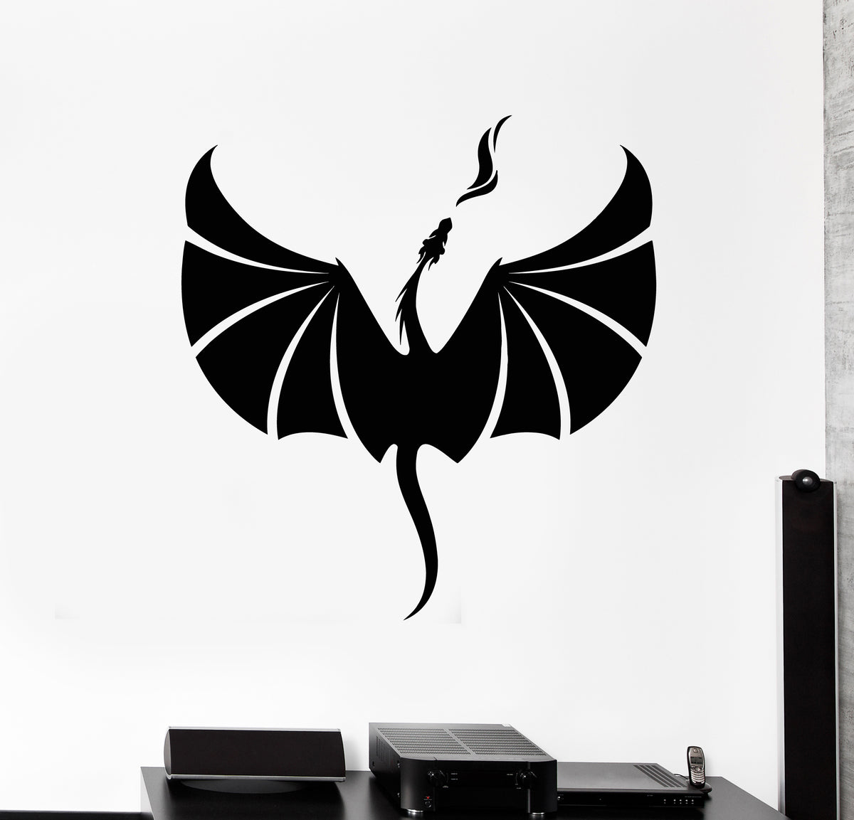 Vinyl Wall Decal Dragon Abstract Art Flying Fire Fantasy Stickers Mura ...