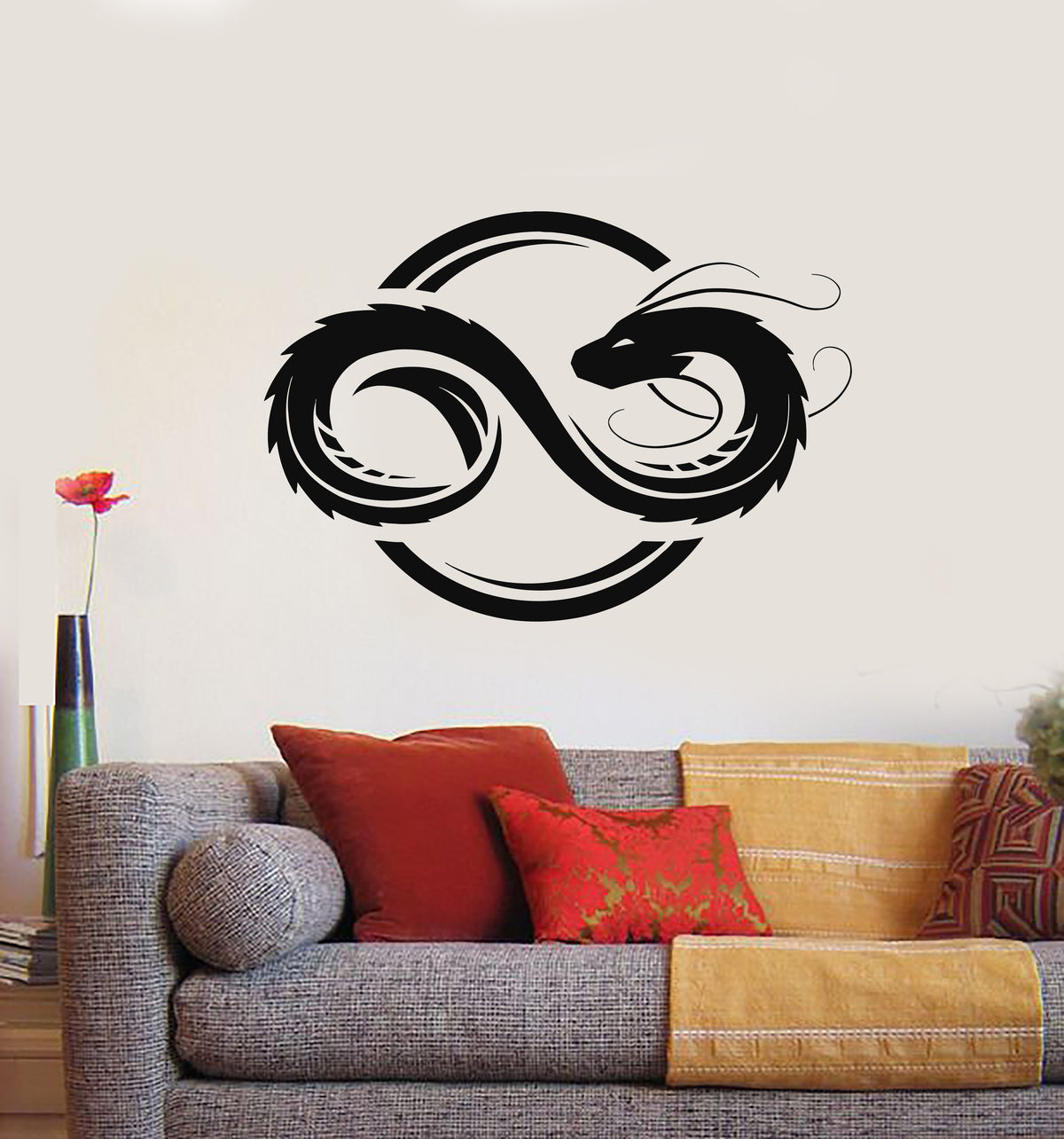 Vinyl Wall Decal Oriental Dragon Infinity Symbol Mythical Creature Sti ...
