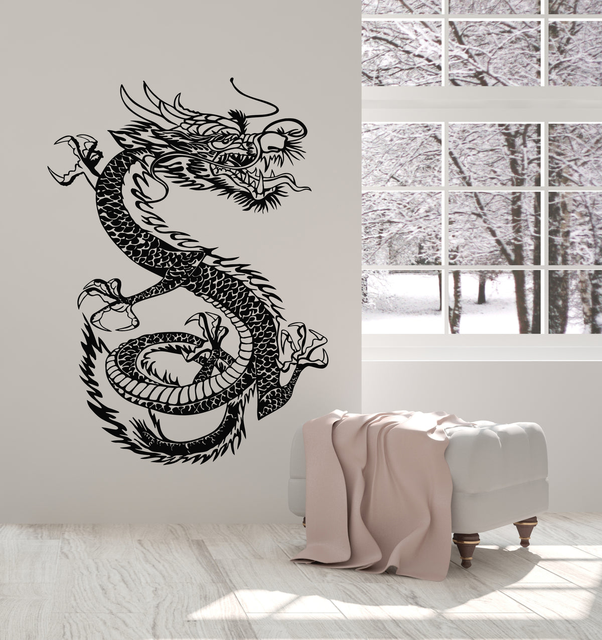 Vinyl Wall Decal Traditional Chinese Dragon Fantasy Myth Stickers Mura ...