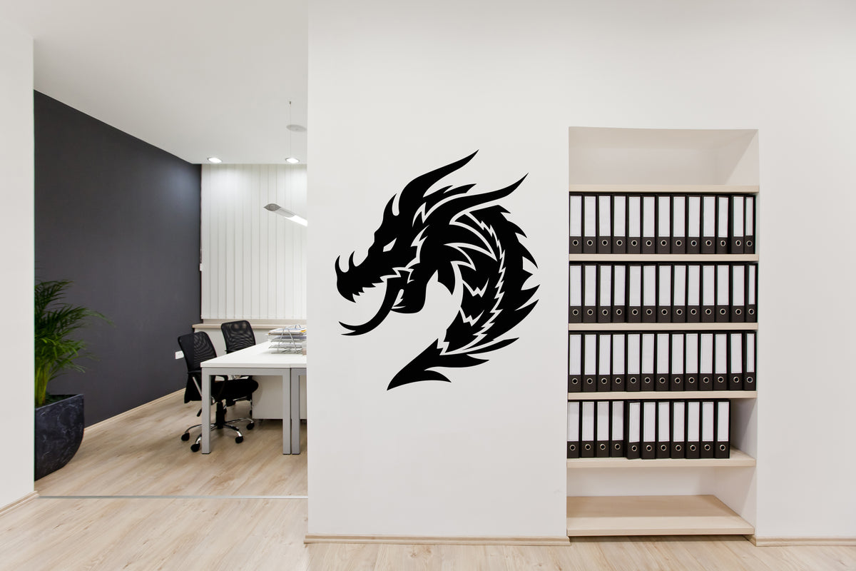Vinyl Wall Decal Dragon Head Ornament Mythological Animal Stickers Mur ...
