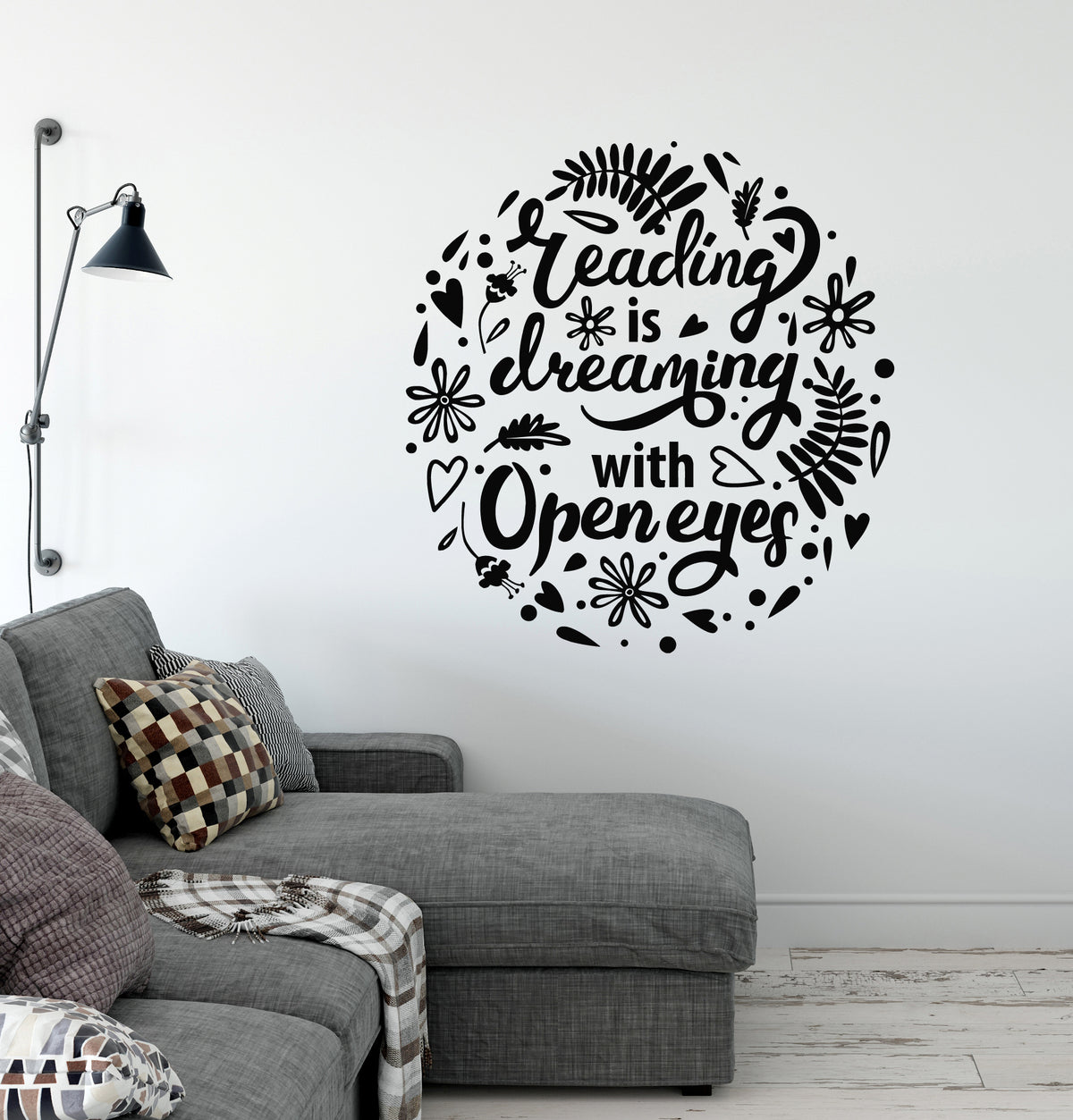 Vinyl Wall Decal Reading Is Dreaming With Open Eyes Phrase Stickers Mu ...