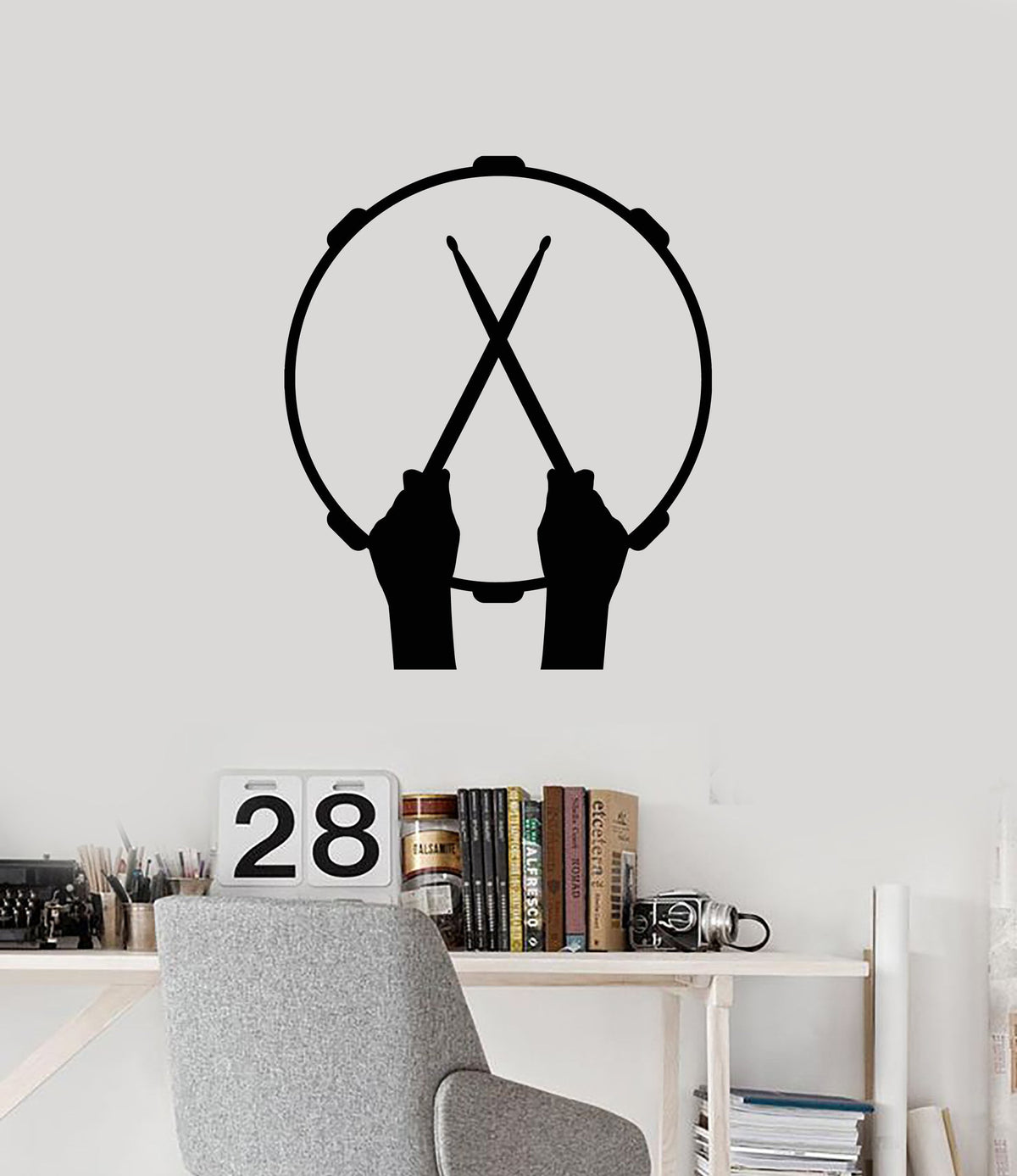 Vinyl Wall Decal Drum Drumsticks Drummer Hands Music Musical Stickers ...