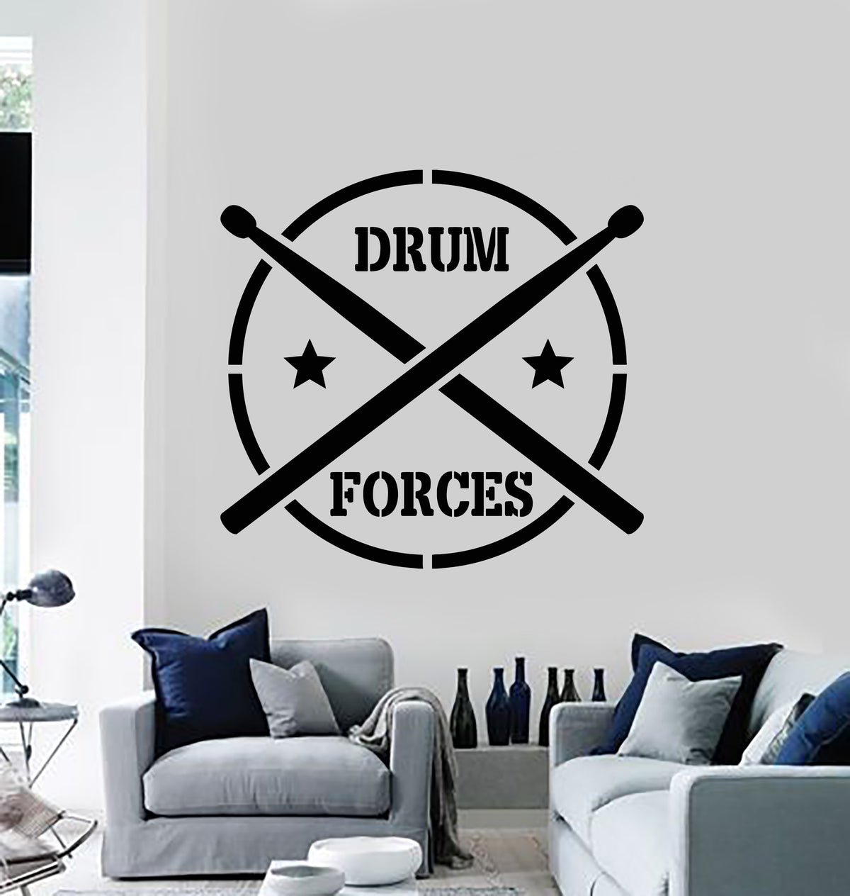 Vinyl Wall Decal Words Drum Forces Drummer Music Decor Stickers Mural ...