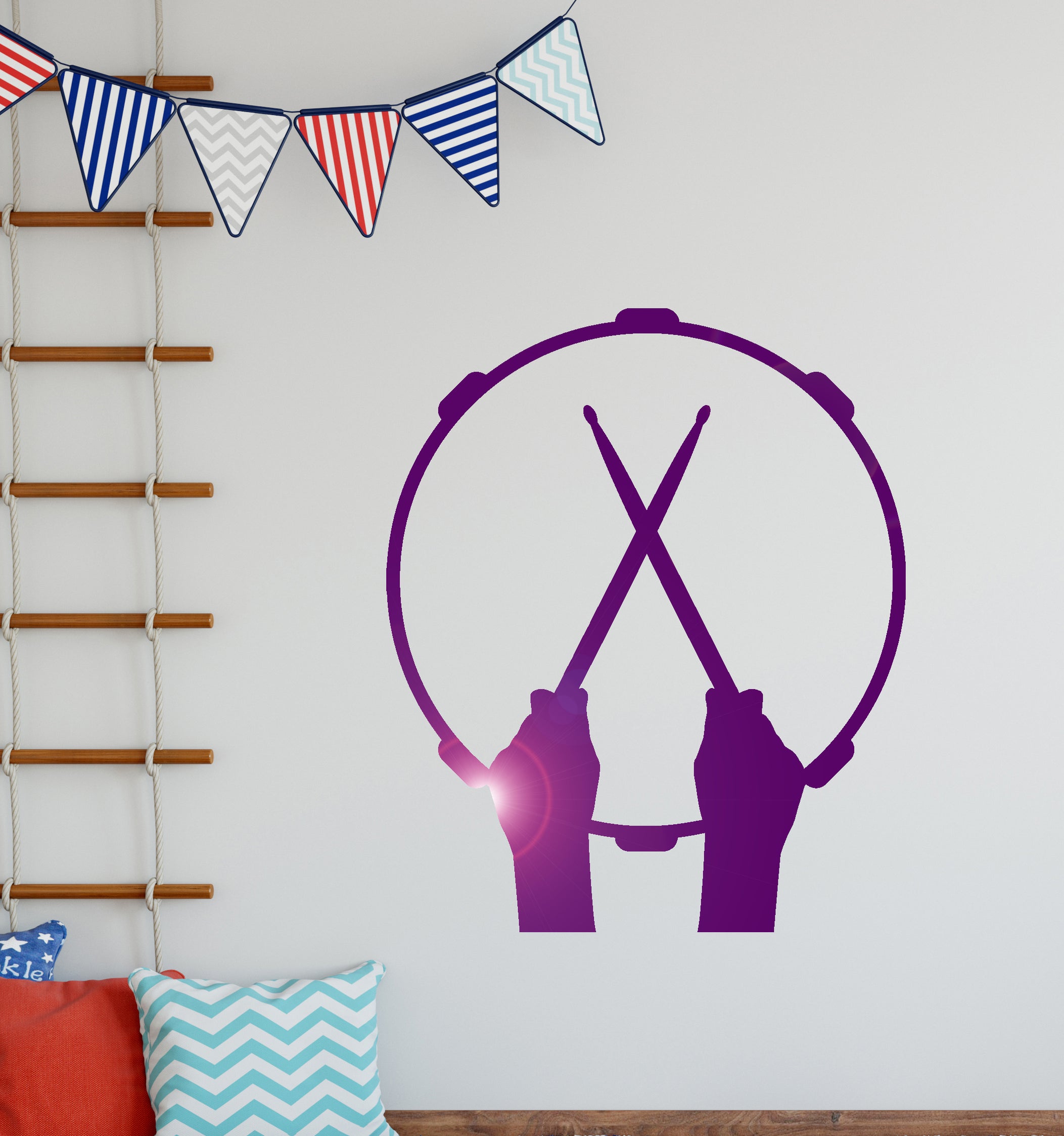 Vinyl Wall Decal Drum Drumsticks Drummer Hands Music Musical Stickers ...