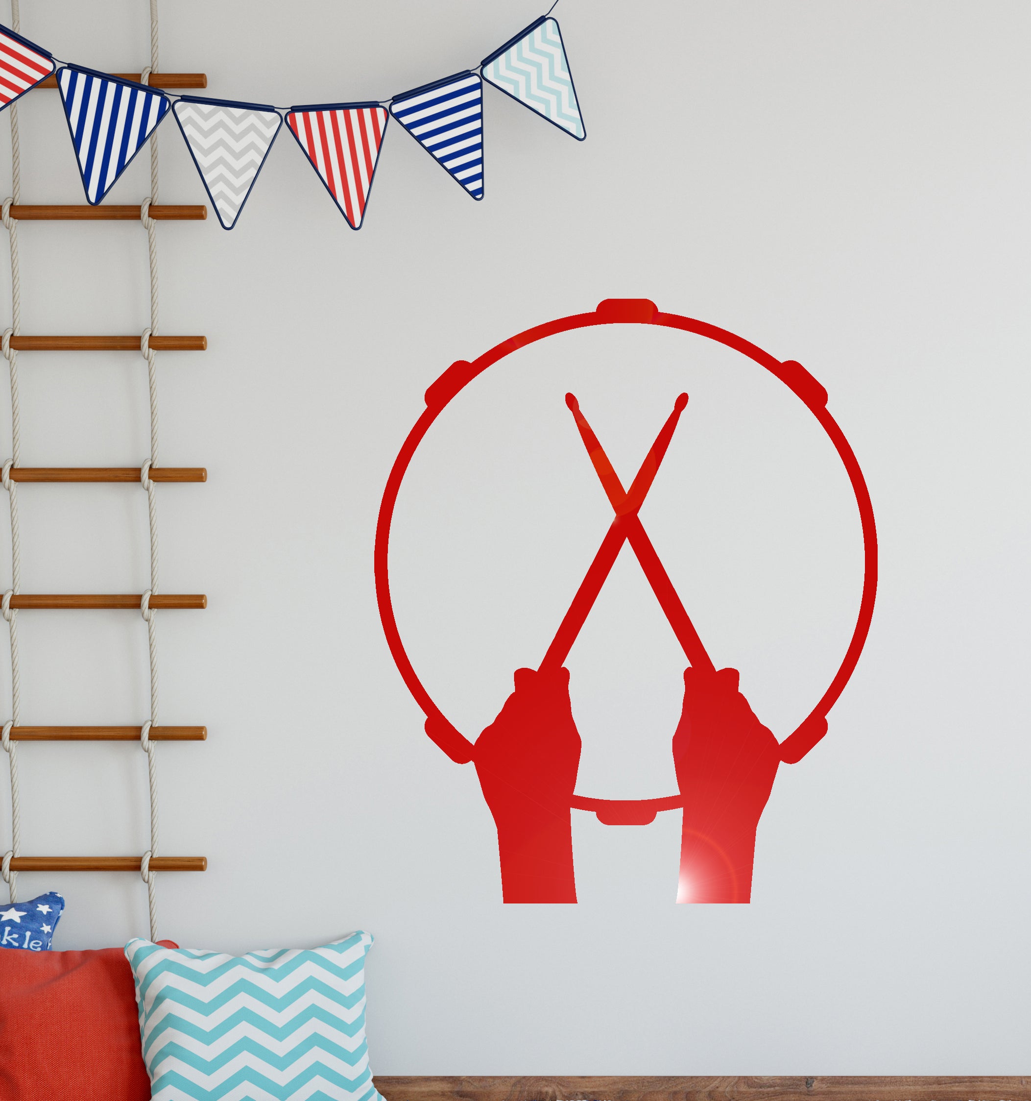 Vinyl Wall Decal Drum Drumsticks Drummer Hands Music Musical Stickers ...