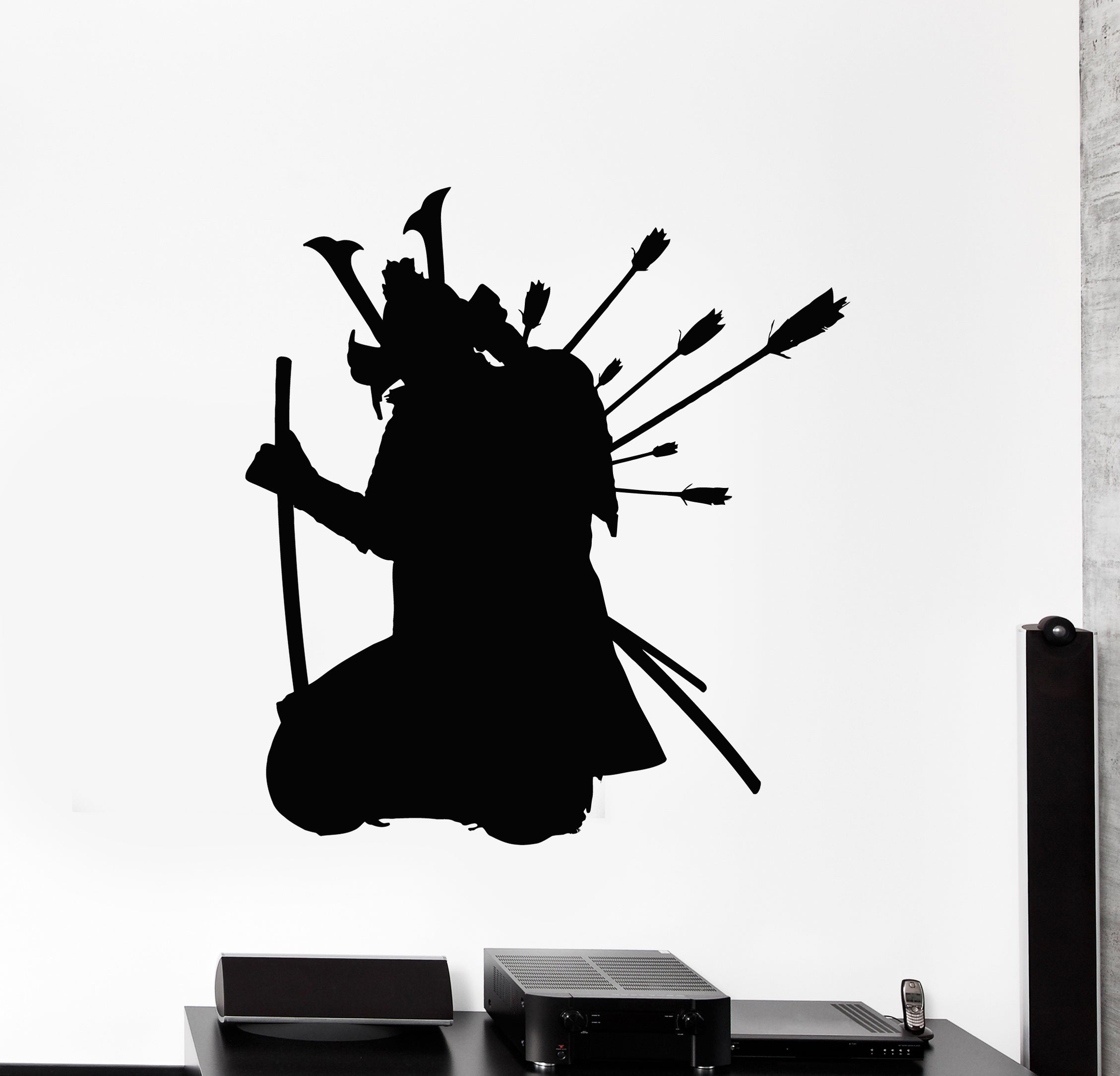Vinyl Wall Decal Dying Samurai With Arrows Japan Warrior Fighter Stick ...