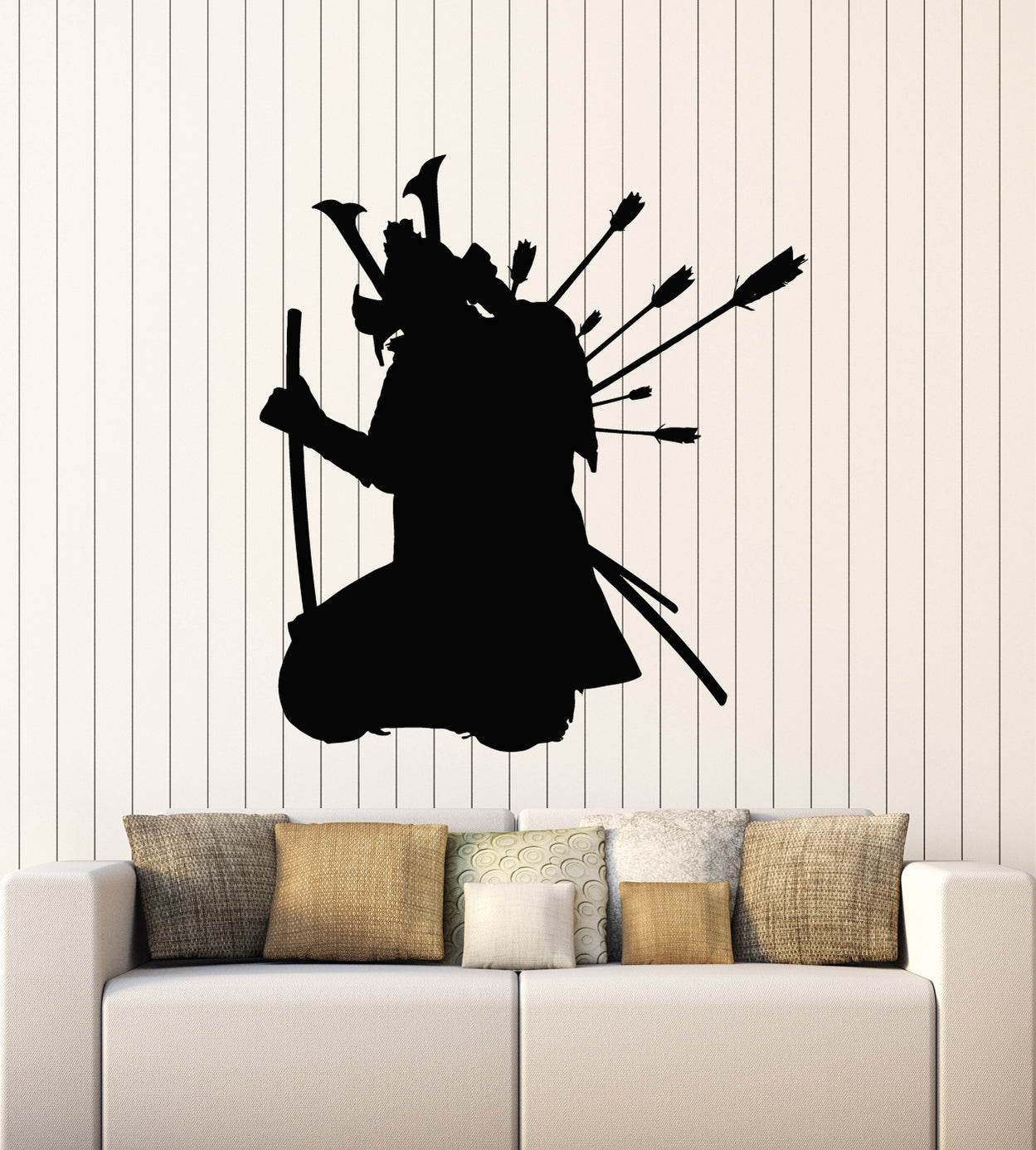 Vinyl Wall Decal Dying Samurai With Arrows Japan Warrior Fighter Stick ...